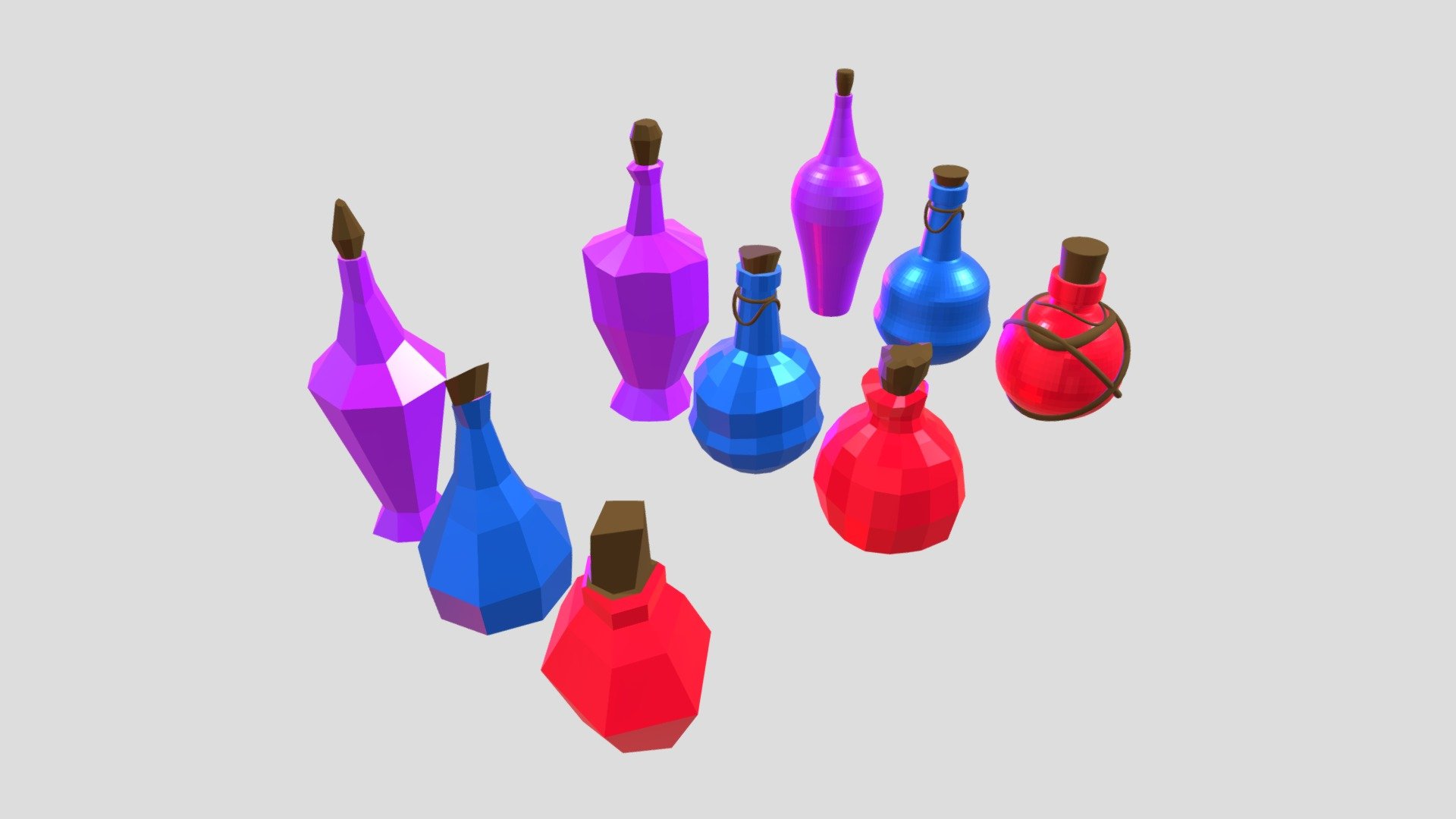 Simple potion bottles - 3D model by LEAFERA [d920b1b] - Sketchfab