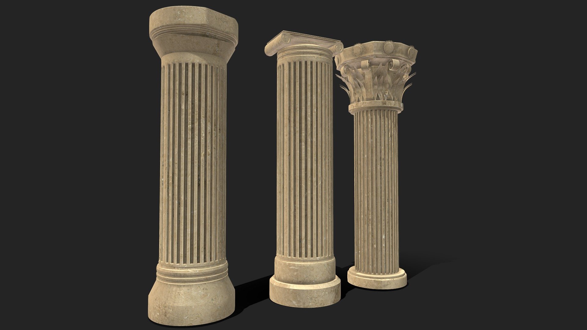 Doric Ionic Corinthian capital column - Download Free 3D model by kadir ...