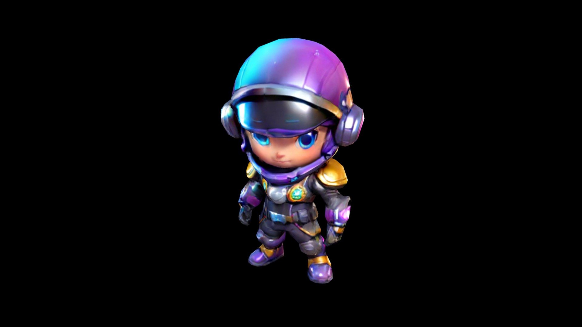 Anime-inspired astronaut character with purple h - Download Free 3D ...