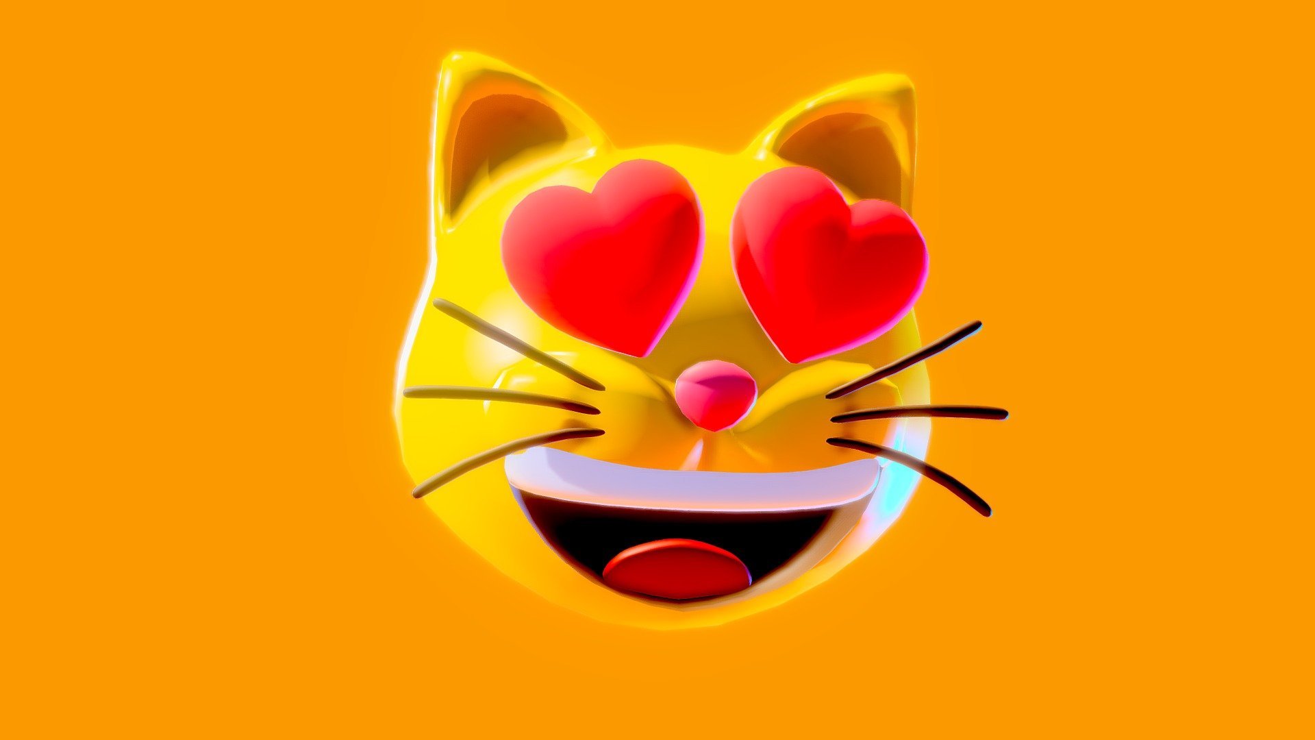 Heart eyes Cat Emoticon Emoji or Smiley - Buy Royalty Free 3D model by ...