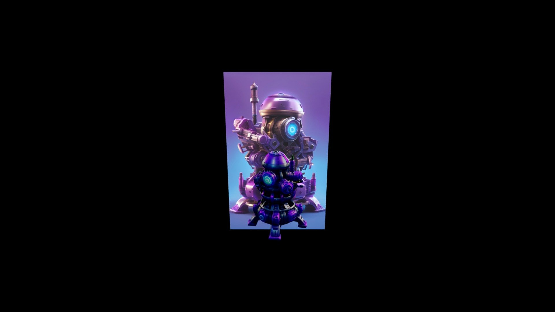 "Purple robot with multiple arms and a large ey - Download Free 3D ...