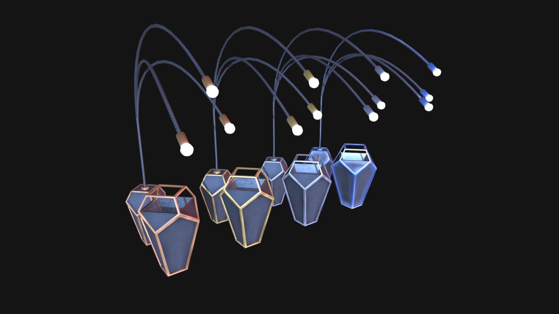 Sci-Fi Lamp And TrashCan - 4 Colors variation - Buy Royalty Free 3D ...