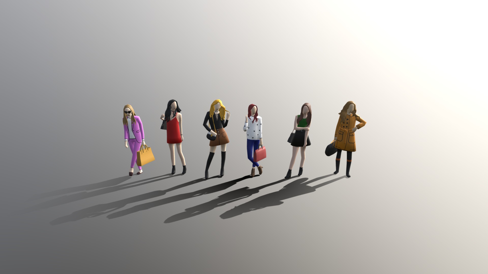 Low Poly Modern Fashion Girls Pack - Buy Royalty Free 3D model by ROH3D ...