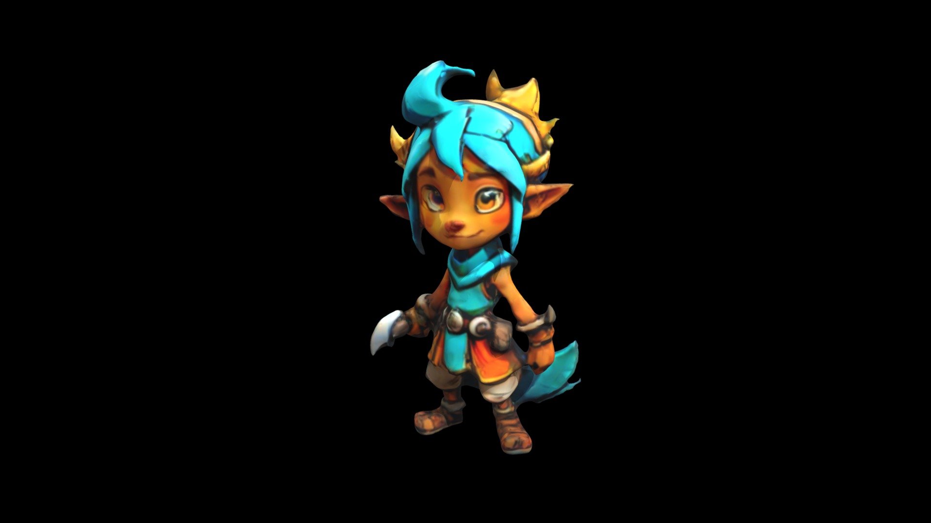 A digital cartoon depicts a young elf wearing a - Download Free 3D ...