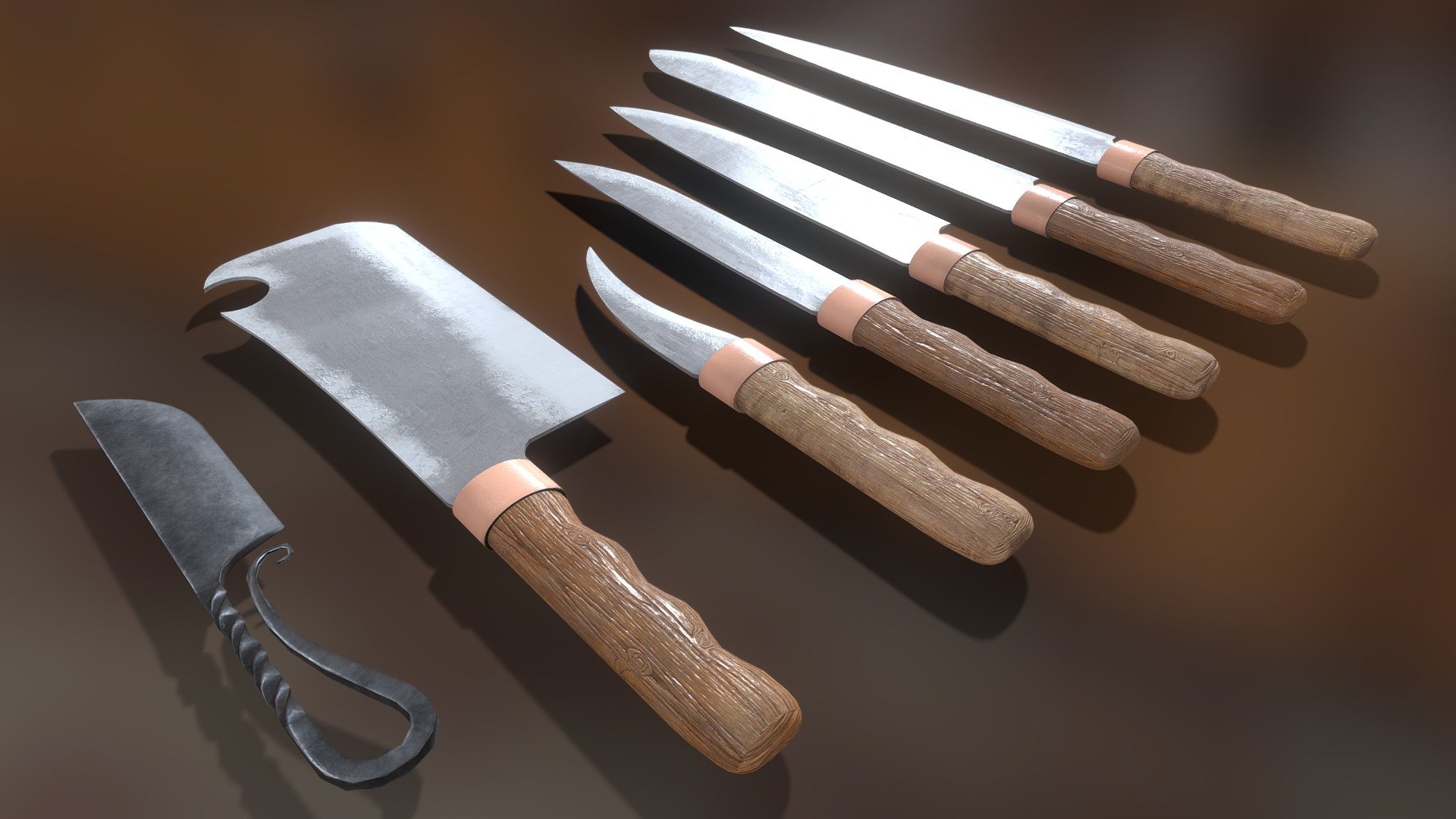 Kitchen knives - 3D model by visualdimension [d97d963] - Sketchfab
