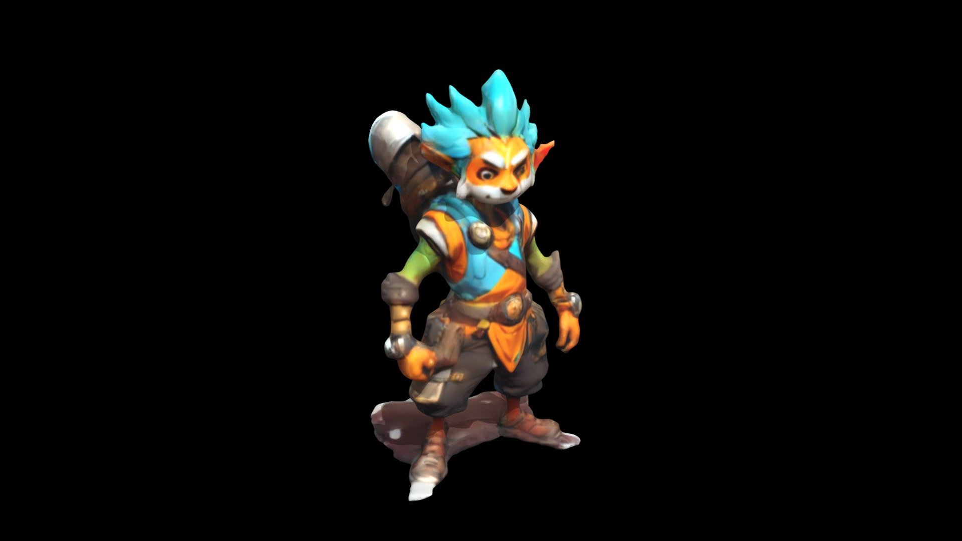 a cartoon character with a backpack on his ba - Download Free 3D model ...