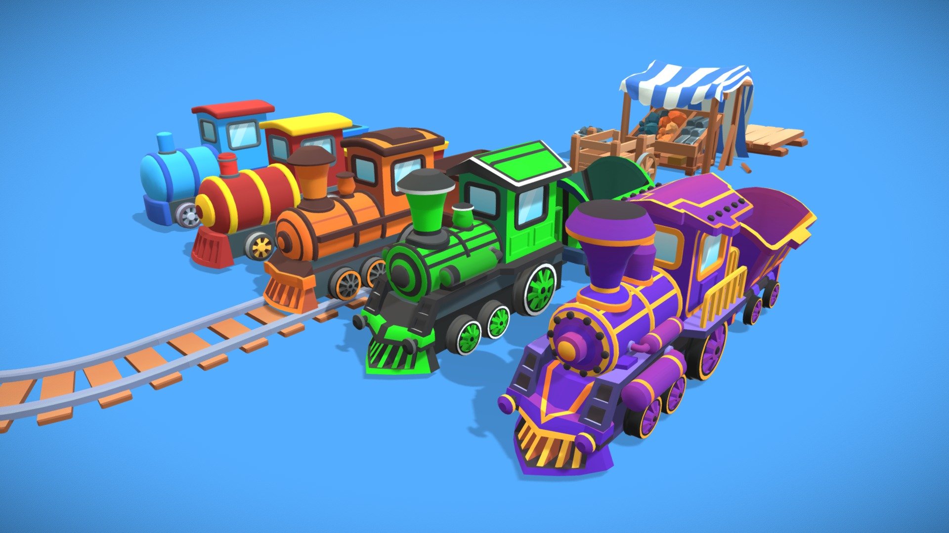 Stylized Trains Pack + Wagons - 3D model by Rumen Petrov "Gumbata ...