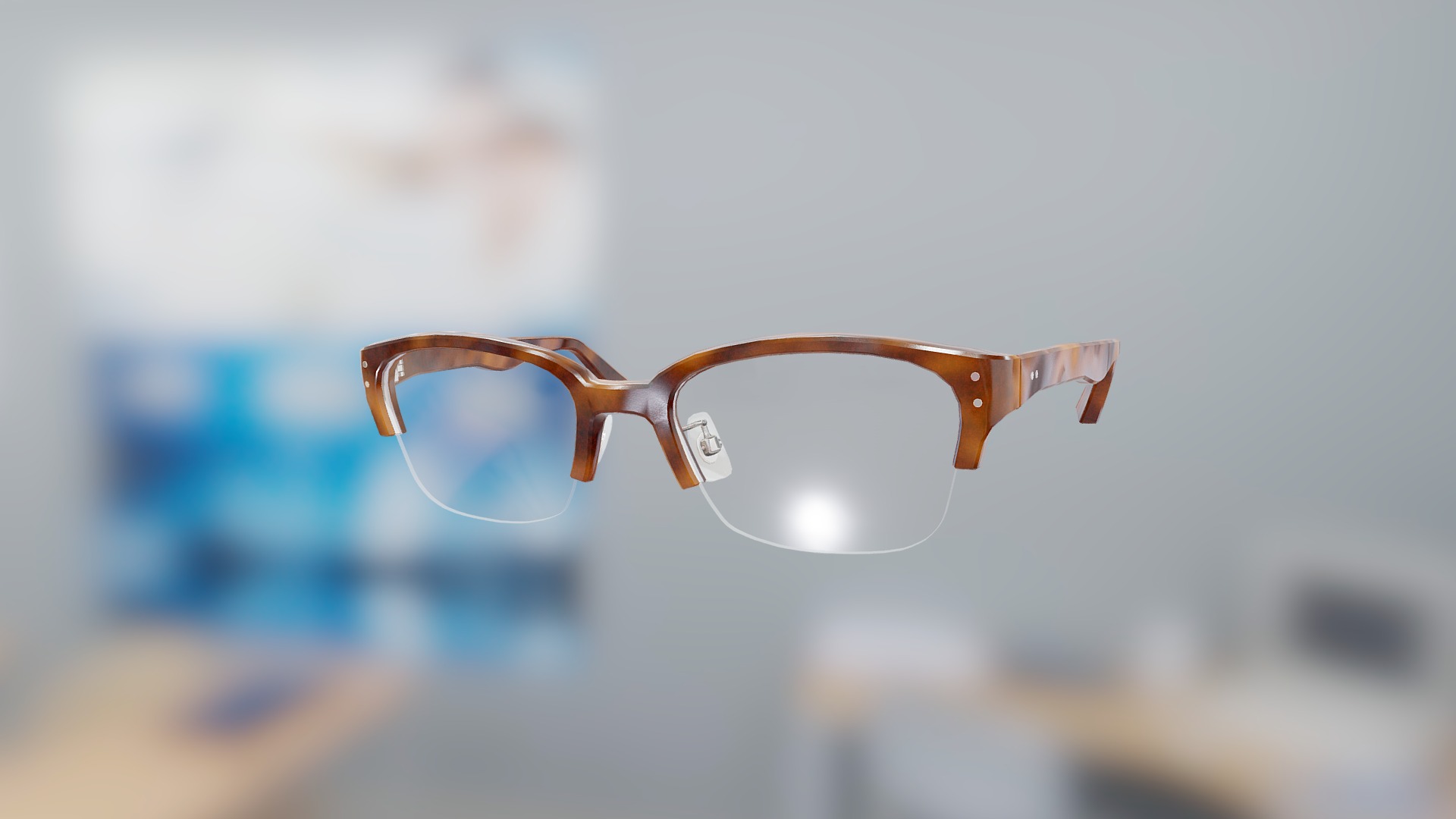 Generic Half-Rim Square Glasses (Brown) - 3D model by VirTry Teams ...