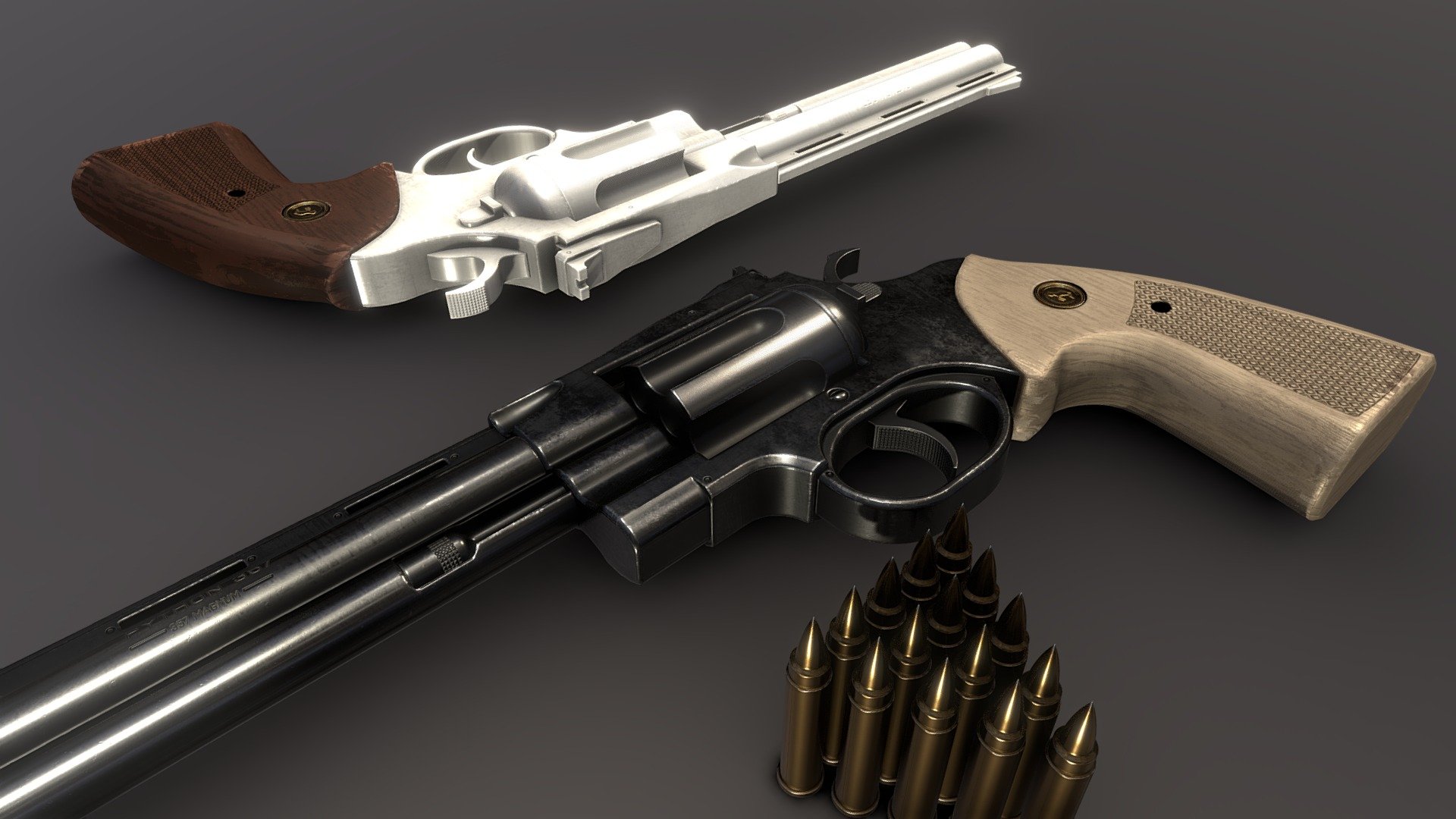 Dual Revolvers (Black and White) - Buy Royalty Free 3D model by ...