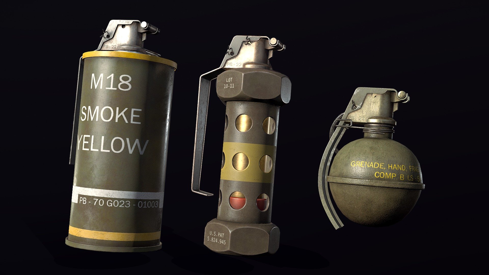 Tactical Grenades - 3D model by AntijnvanderGun [d9bb27d] - Sketchfab