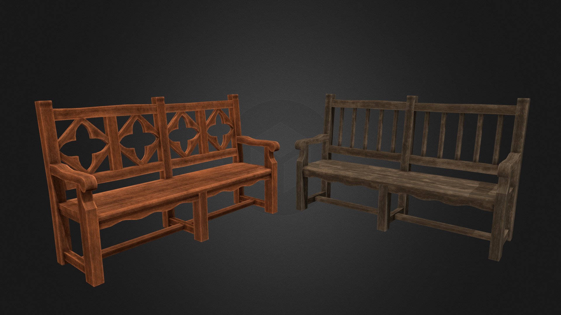 Antique Wooden Benches - 3D model by Marcy (@VickiVampiress) [d9c1081 ...