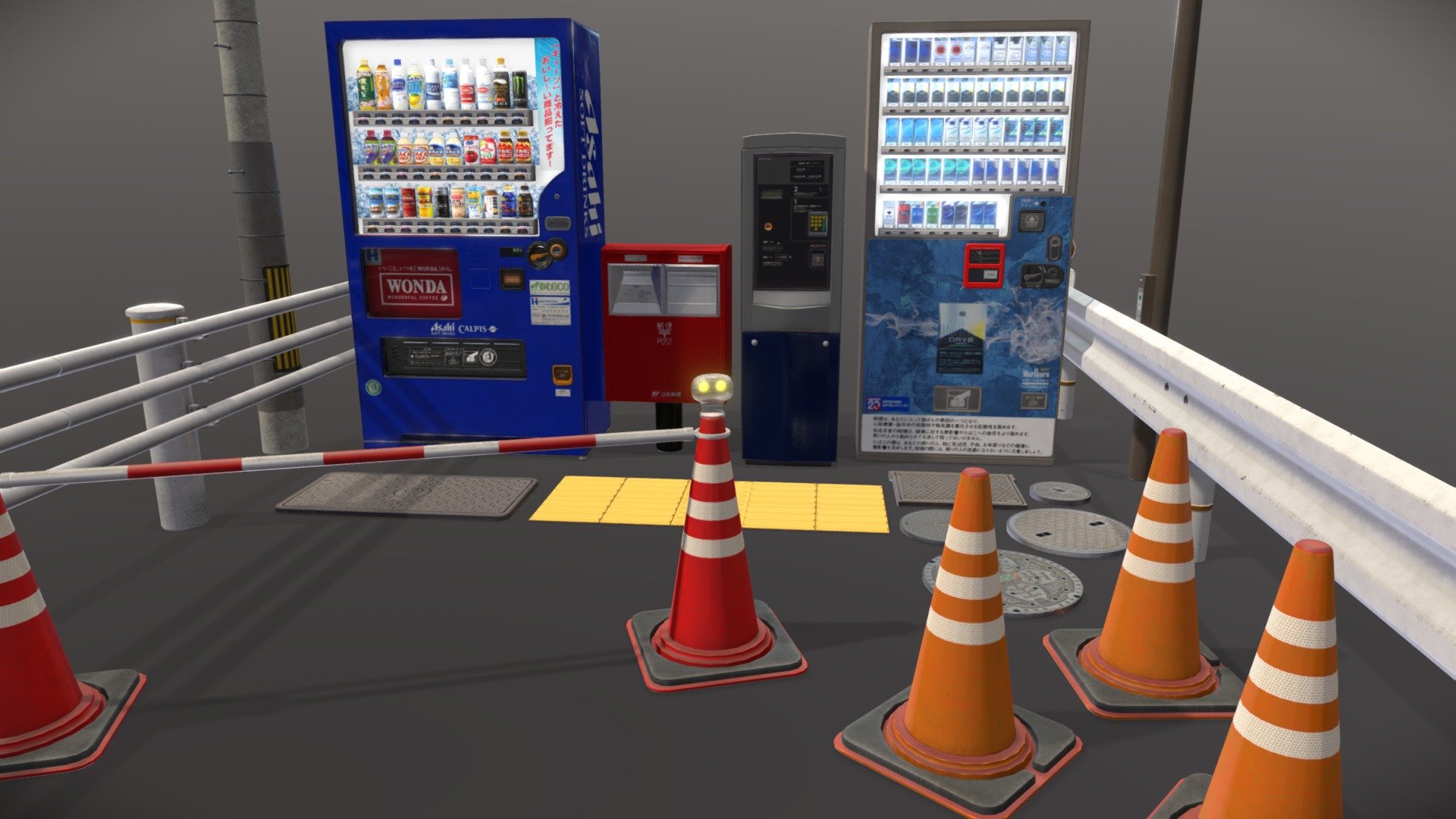 Japanese Street Props - 3D model by benhollio [d9c6b19] - Sketchfab