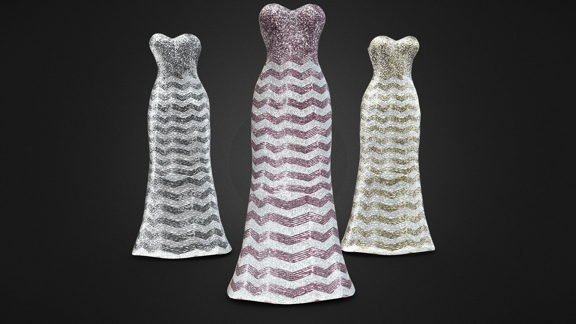 Female Strapless Long Sequin Dress - Buy Royalty Free 3D model by 3dia ...