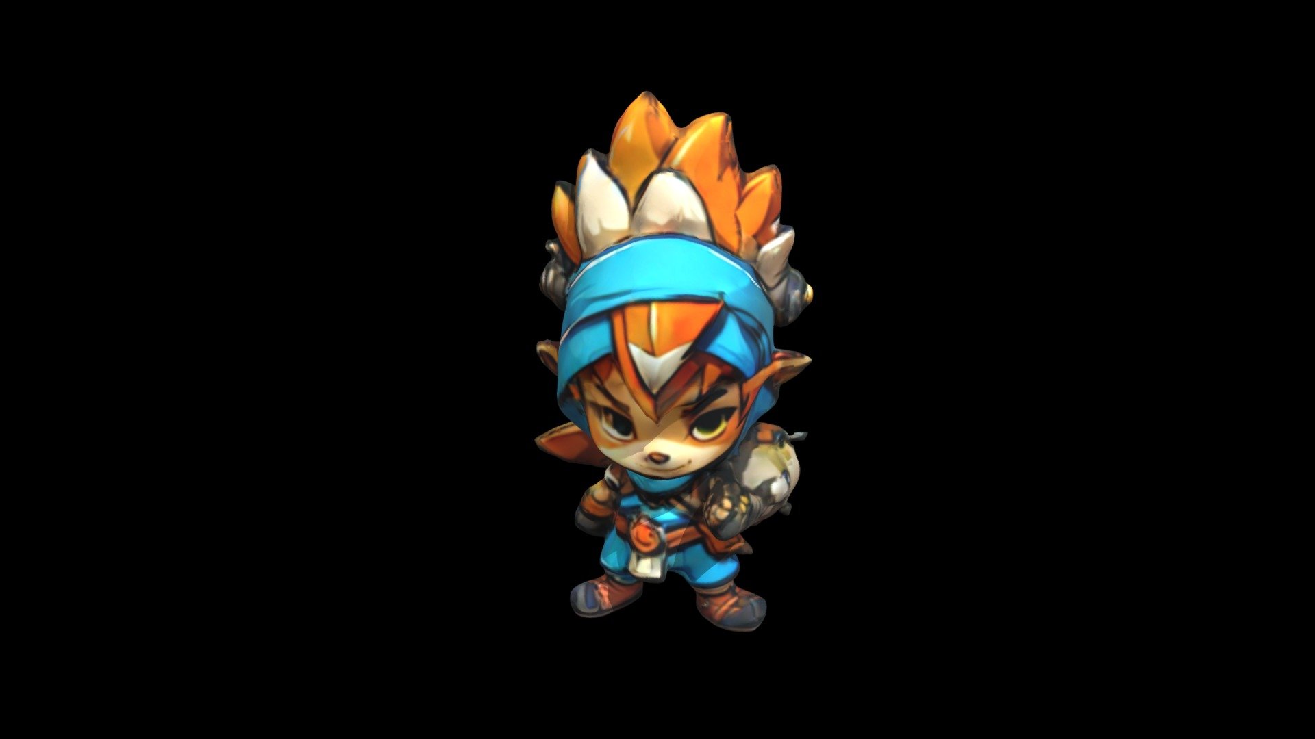 a cartoon character with a blue hood and oran - Download Free 3D model ...