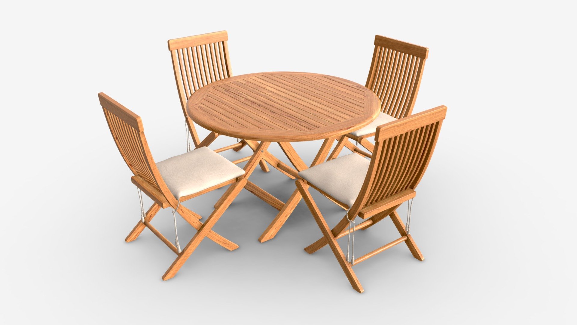 Outdoor wooden table with 4 chairs - Buy Royalty Free 3D model by ...