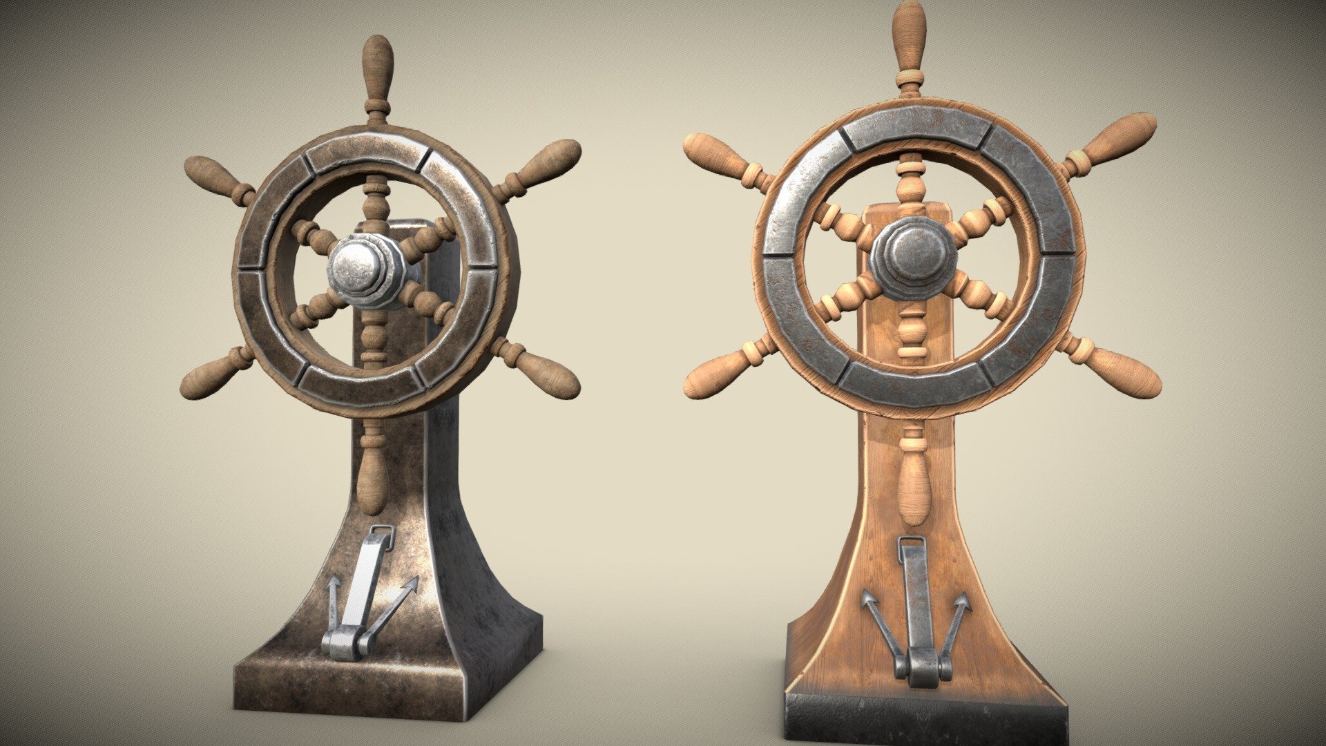 Vessel Wheel for sea ship and bell PBR game read - Buy Royalty Free 3D ...
