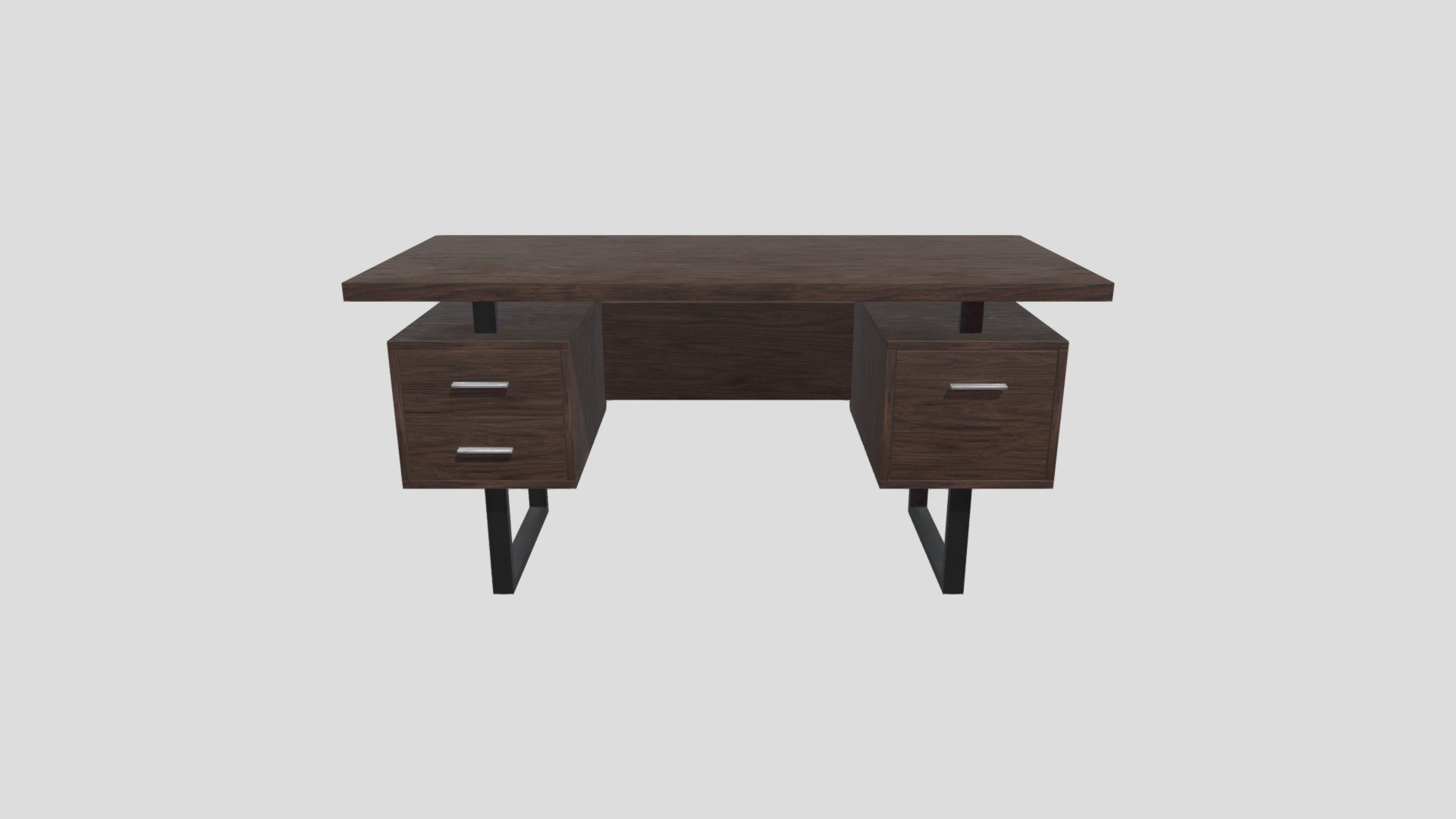 Wood Grain and Black Metal Computer Desk - 3D model by josenoel.ablin ...