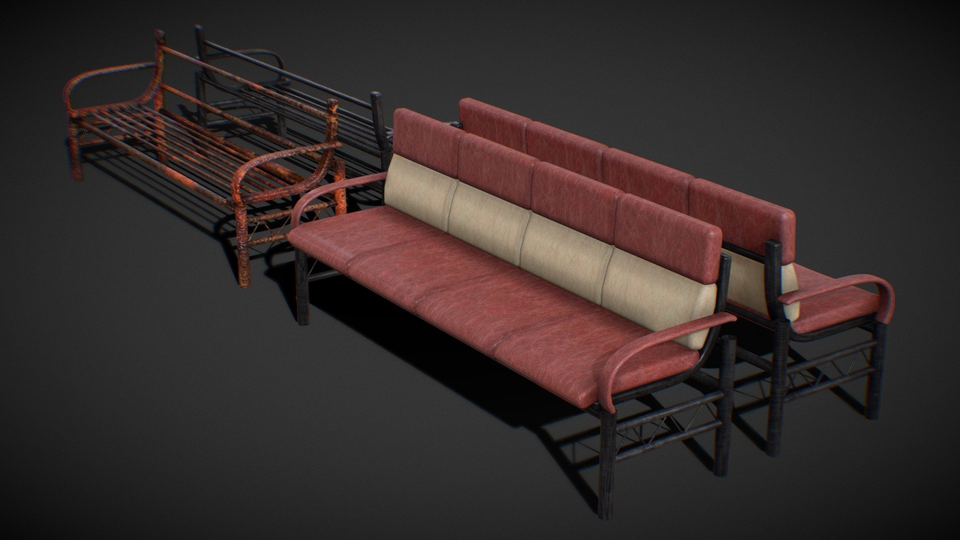 [FREE] Metallic Benches: Scene Asset - 3D model by Nyabsino[KMM ...