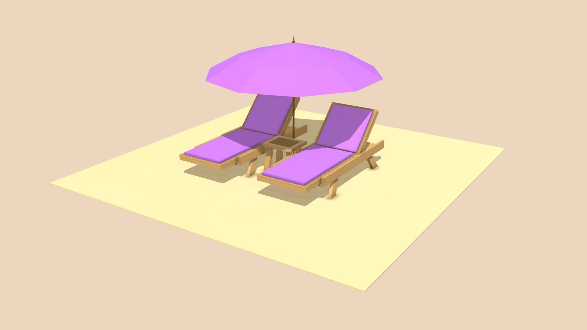 Low Poly Beach Bench and Umbrella - Buy Royalty Free 3D model by ...