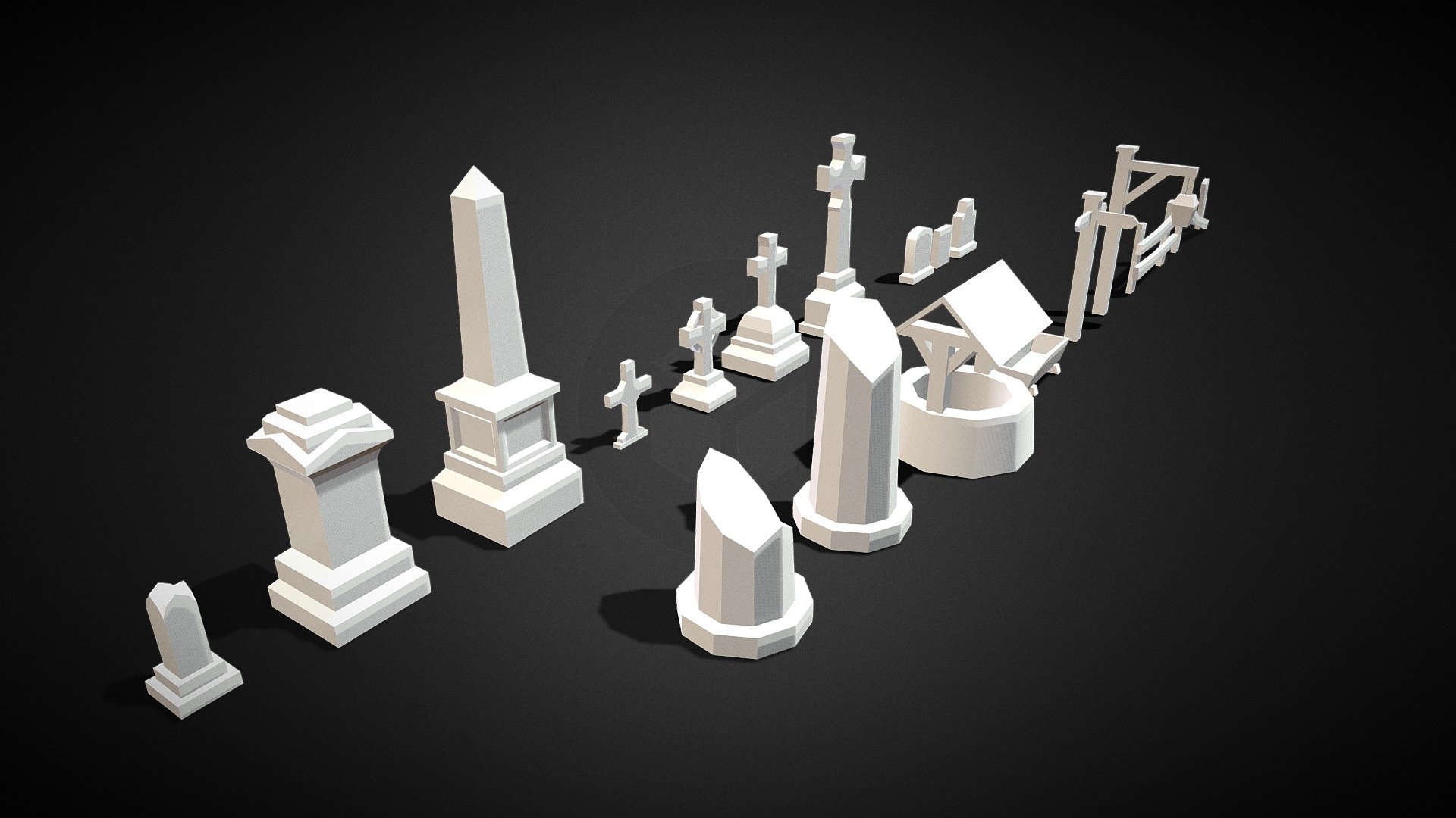 Haunted Cemetery Low Poly: Game Asset Pack - Download Free 3D model by ...