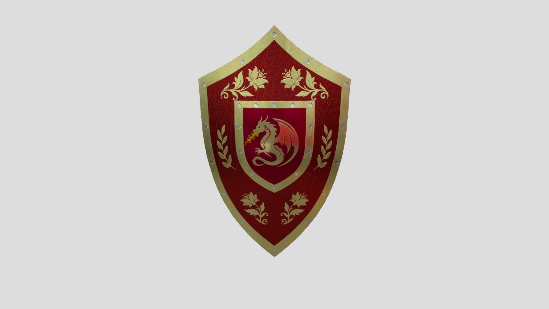 Red Stylized Fantasy Dragon Shield Low Poly PBR - 3D model by Maniro (@marius.negoita1669 ...