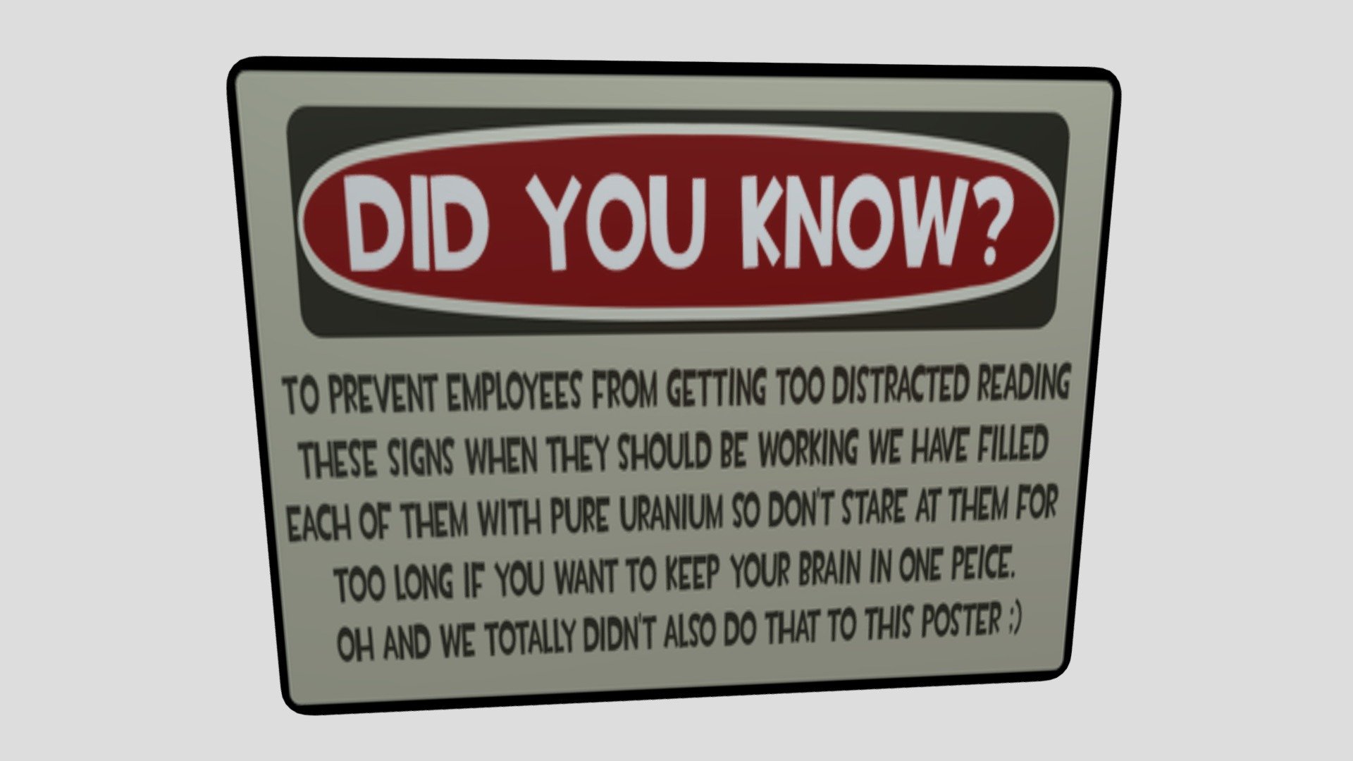 Intelligence Area Disclaimer Poster Model - 3D model by Mr.Dan42 ...