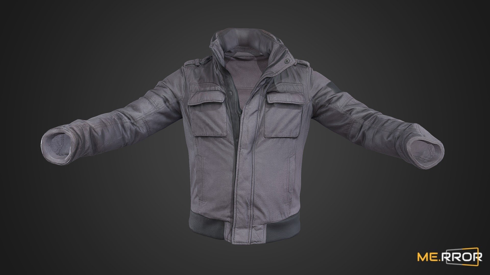 [Game-Ready] Gray Padded Field Jacket Open - Buy Royalty Free 3D model ...