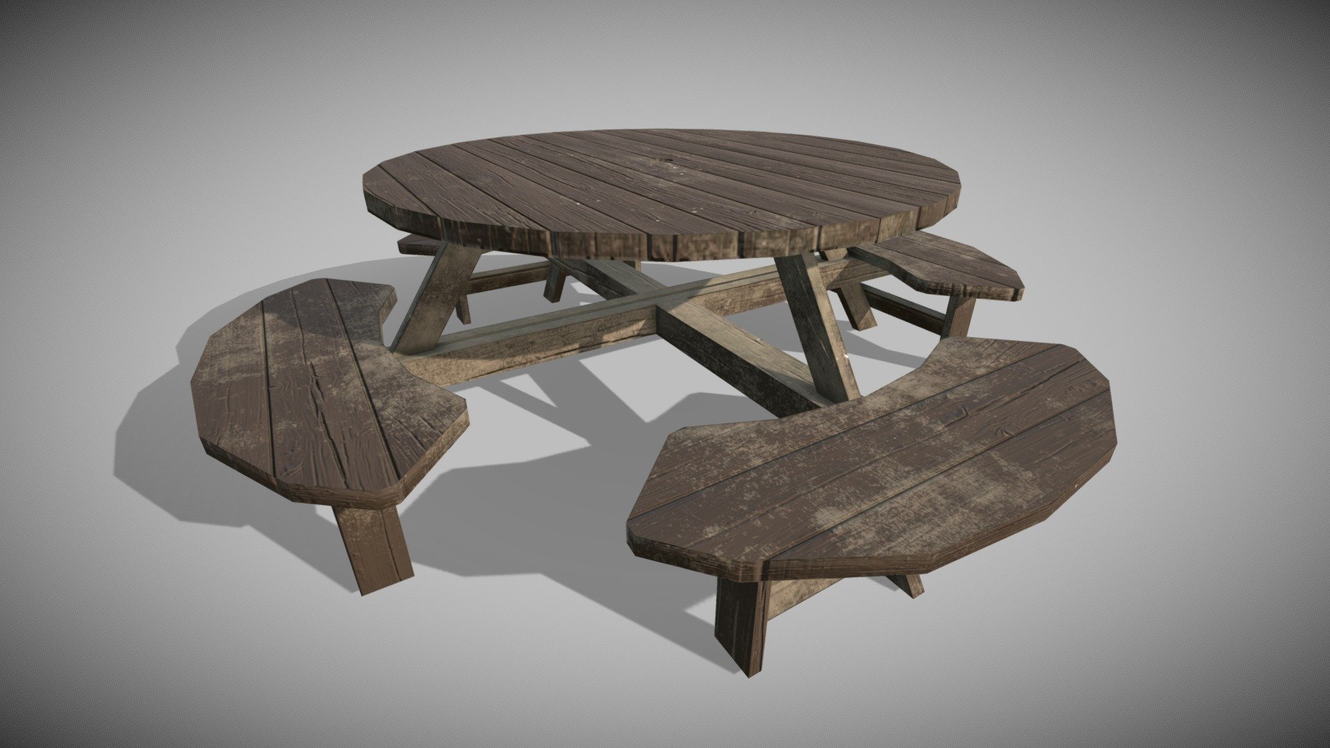 8 Seater Round Picnic Table Low Poly Game Ready - Buy Royalty Free 3D ...