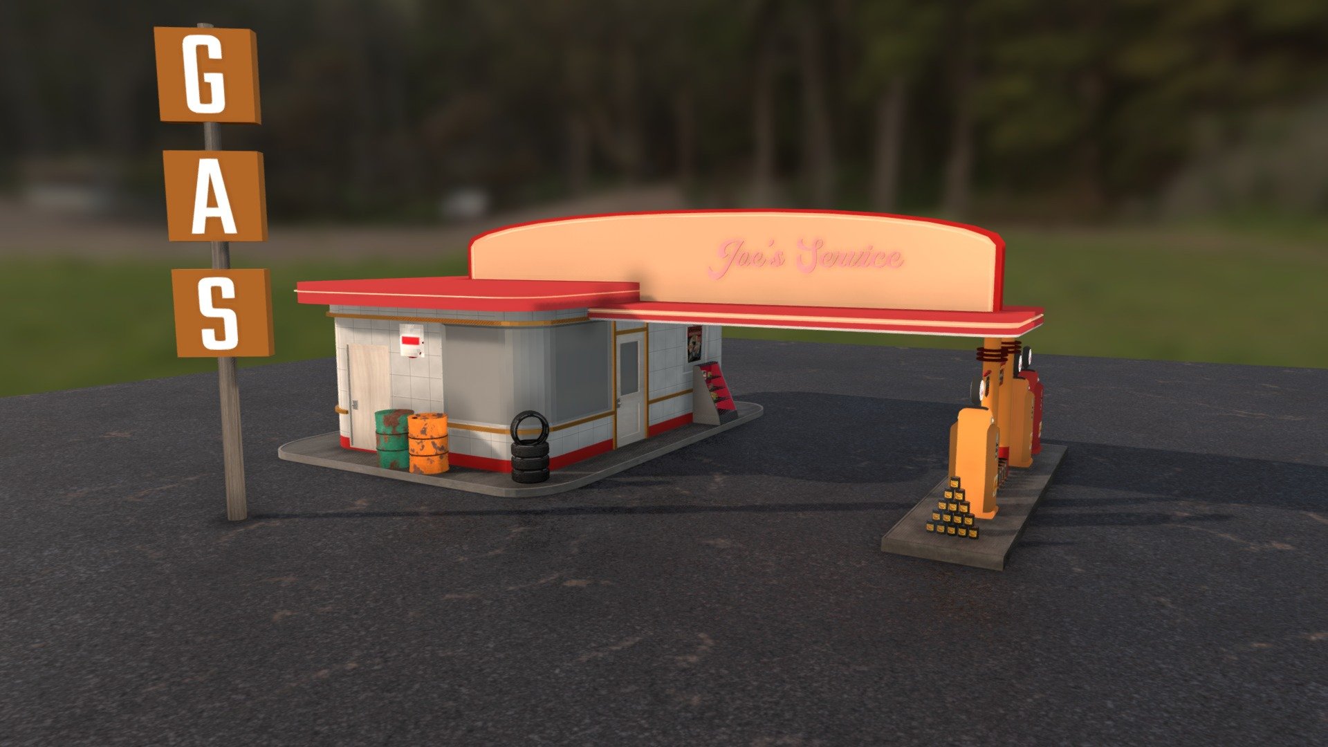 Vintage Gas Station - 3D model by BossOfThisGym [da8c472] - Sketchfab