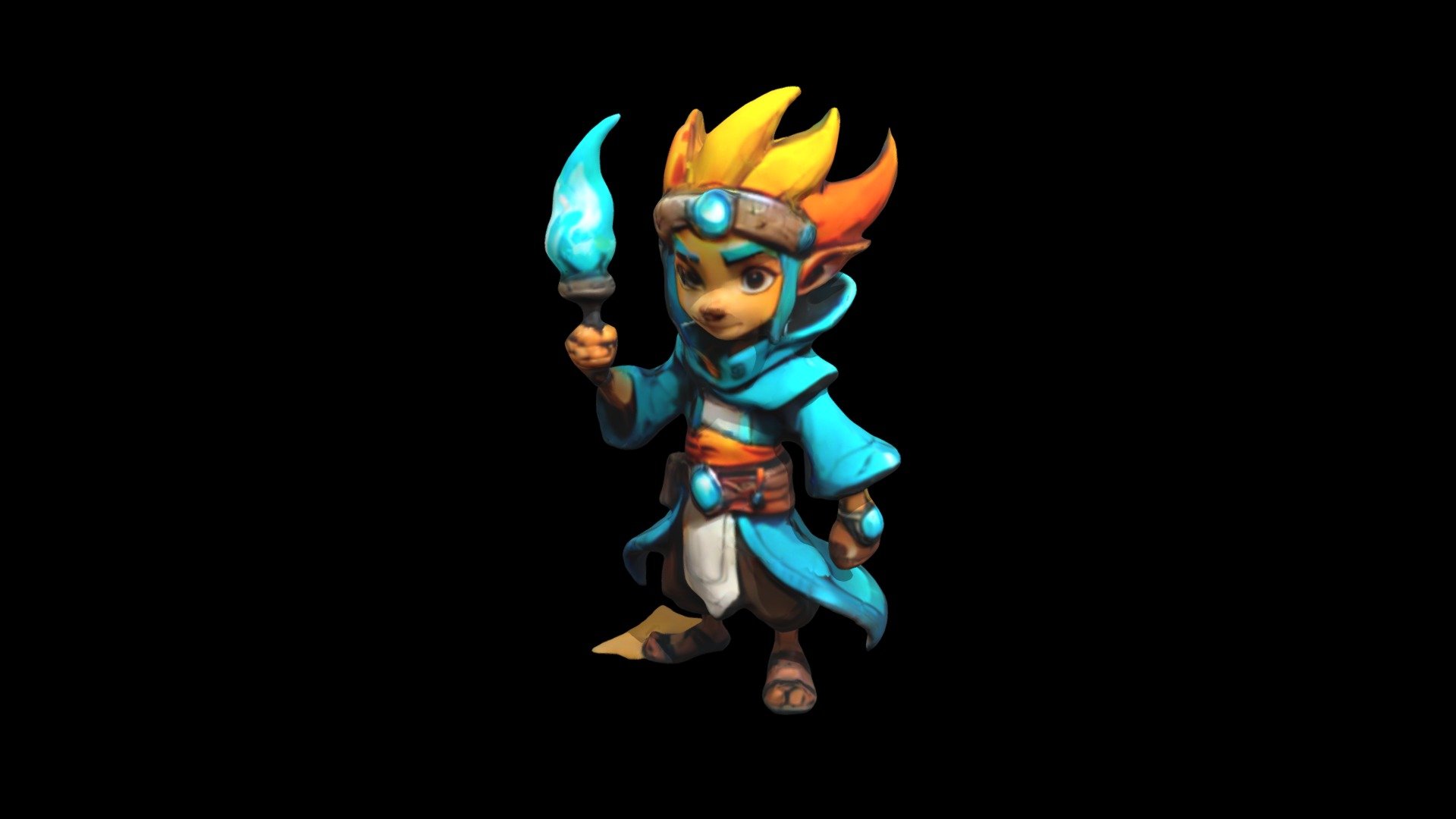 a cartoon character with a torch in his hand - Download Free 3D model ...