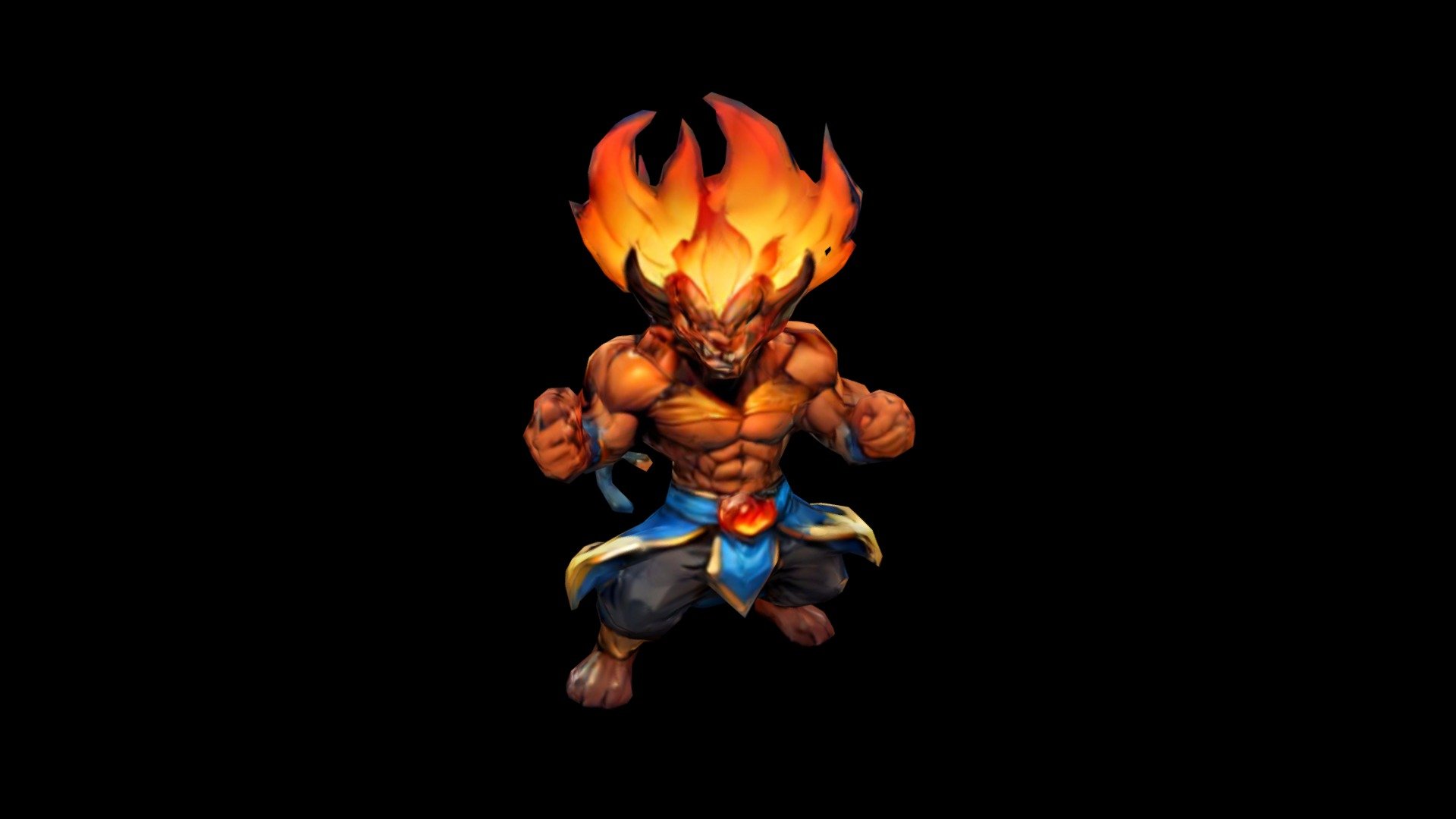 A muscular demon with fiery orange scales and ha - Download Free 3D ...