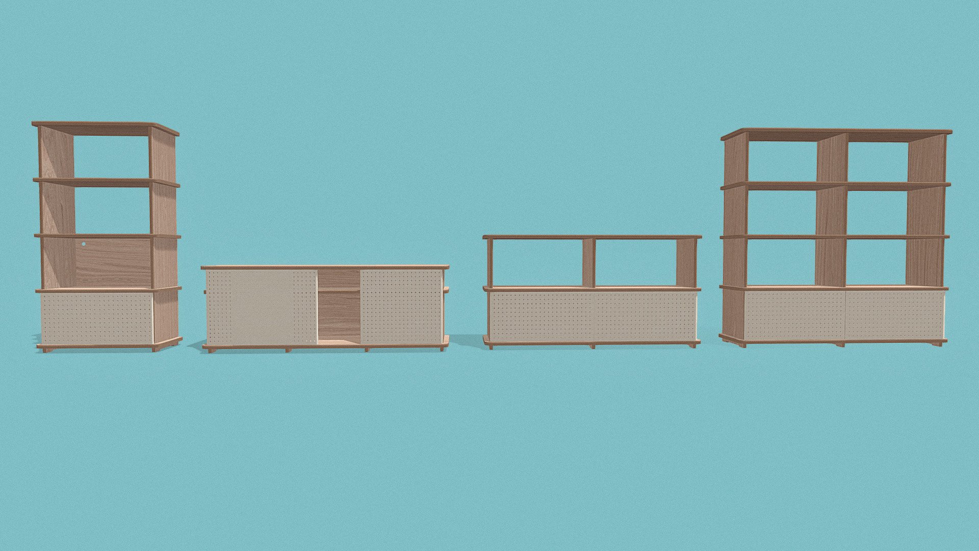 Koala Timber Bookshelves and TV Unit - 3D model by urrmet [dadca58 ...