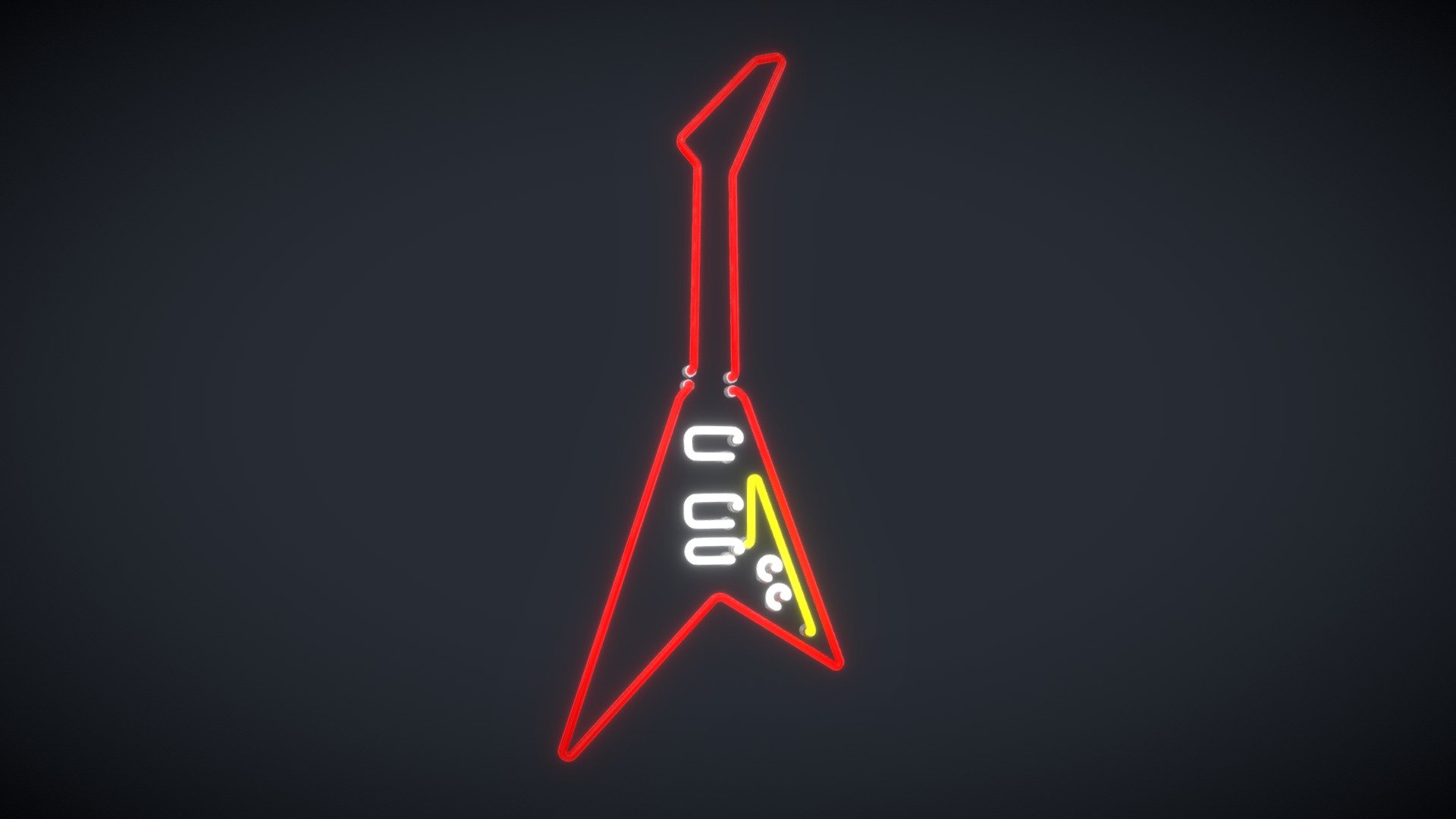 Neon Flying V2 Red - 3D model by 3polies [daebb55] - Sketchfab