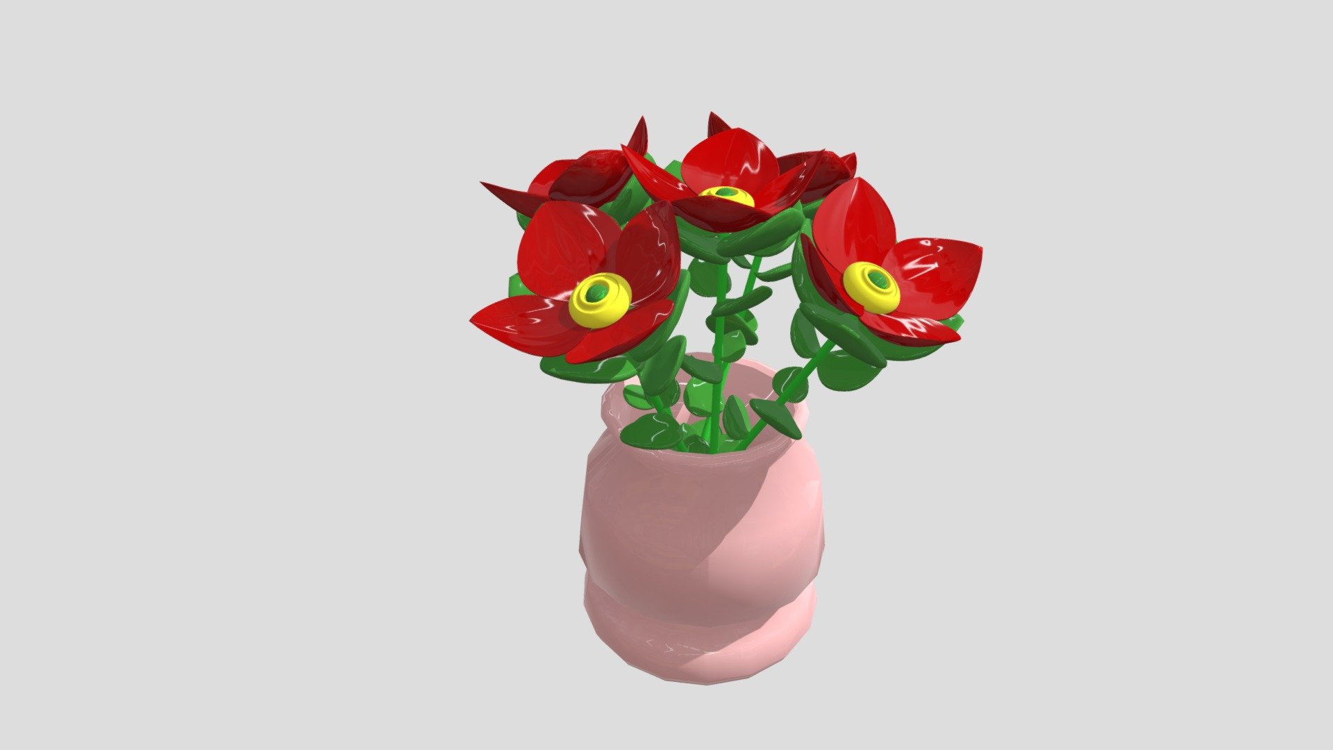 vase and red flower - 3D model by HANWEN XING (@759348932) [daeebbe ...