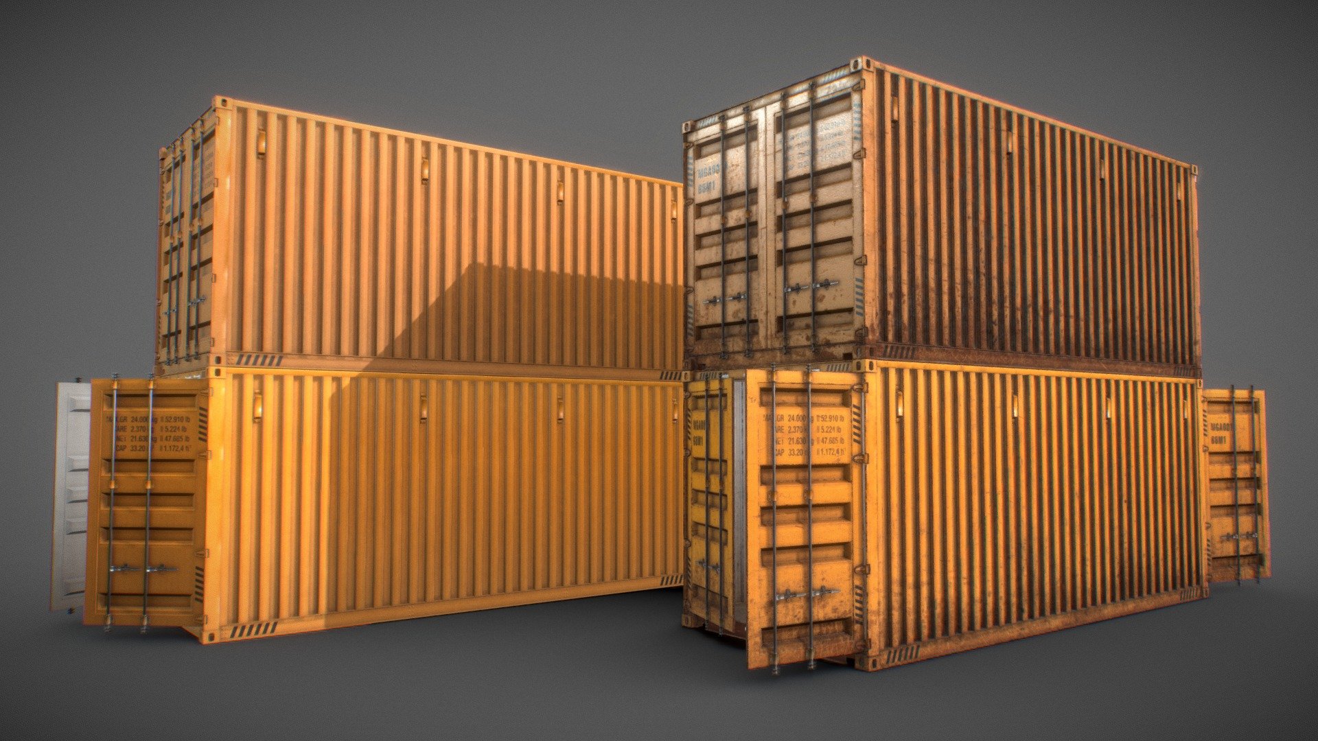 AssetPack: Cargo Containers - NEW / WORN - Buy Royalty Free 3D model by MarcinGArt (@marcin.gk ...
