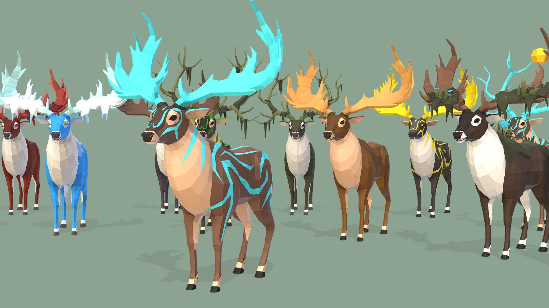 Low Poly Fantasy Deers Pack - Buy Royalty Free 3D model by RedDeer ...
