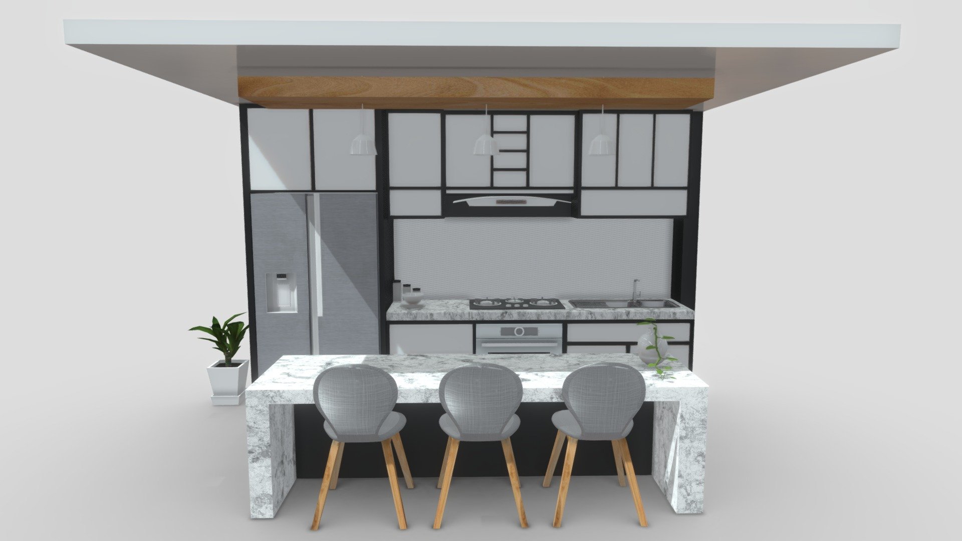 white modern design kitchen with lights blender - 3D model by mim232007 ...