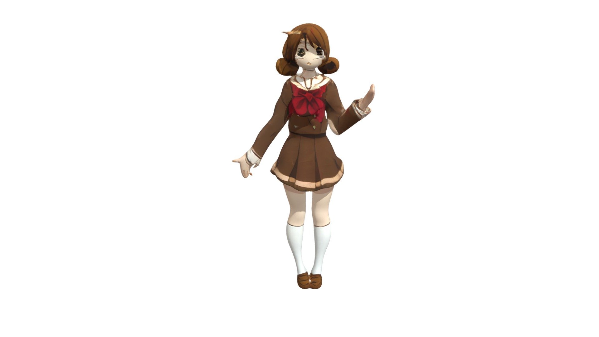 Female anime schoolgirl in uniform - 3D model by Andrewtsou ...