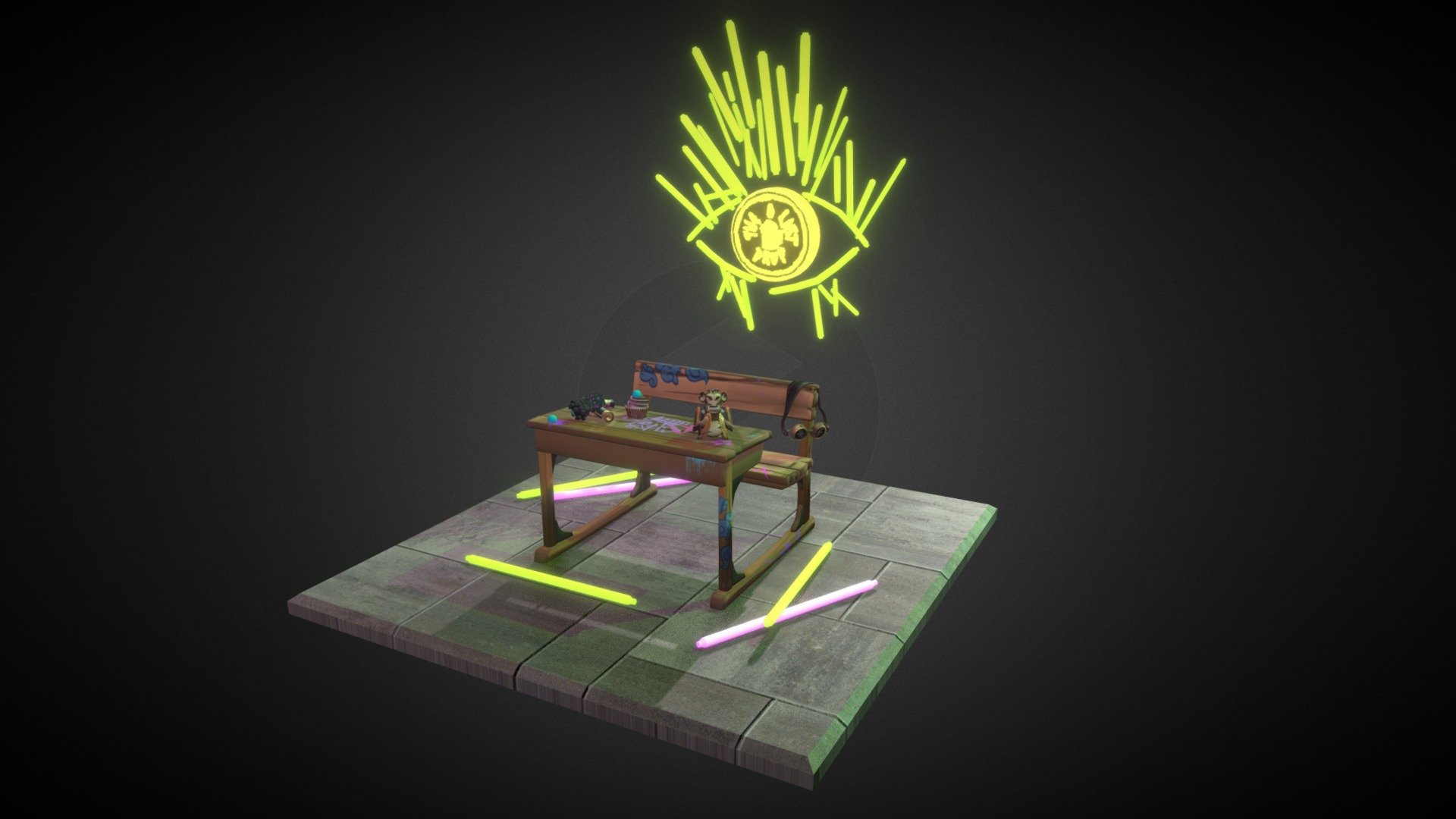 Jinx's school desk - 3D model by Cl4rity (@lorenzo.anais1999) [db265d8 ...