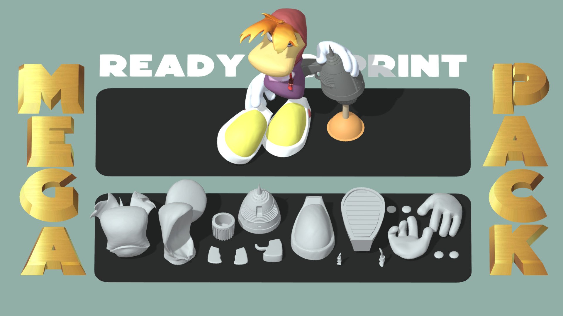 Ready to Print MEGAPACK - Rayman plunger gun - Buy Royalty Free 3D ...