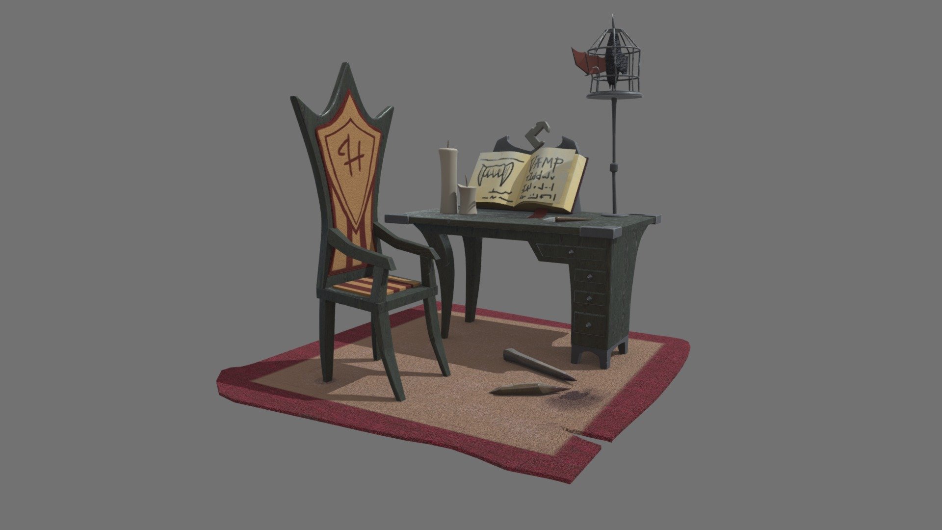 Vampire Hunter's Desk - 3D model by jboynton [db42b66] - Sketchfab