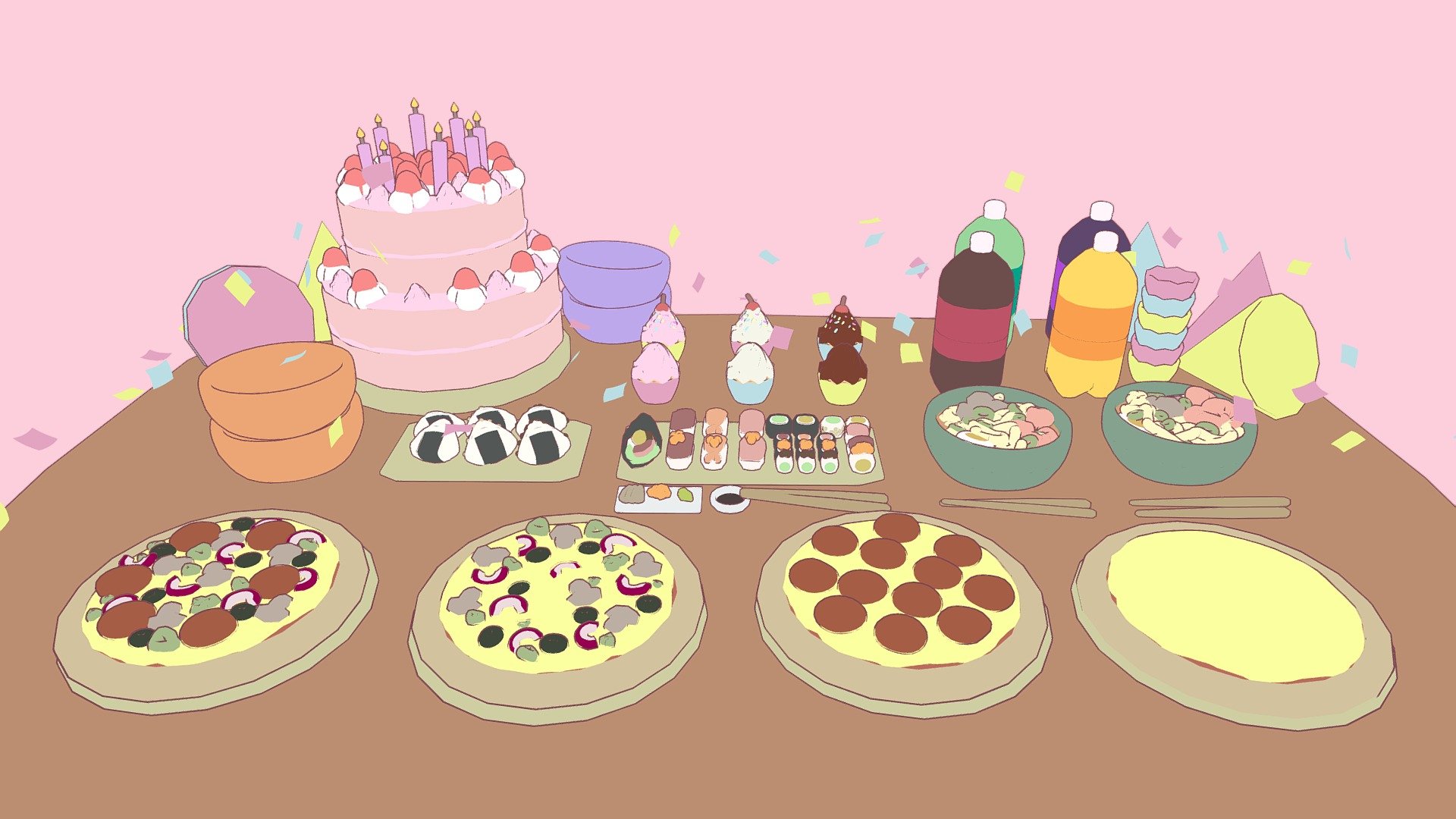 Toon Birthday Buffet!! - Final Major Project - Download Free 3D model ...