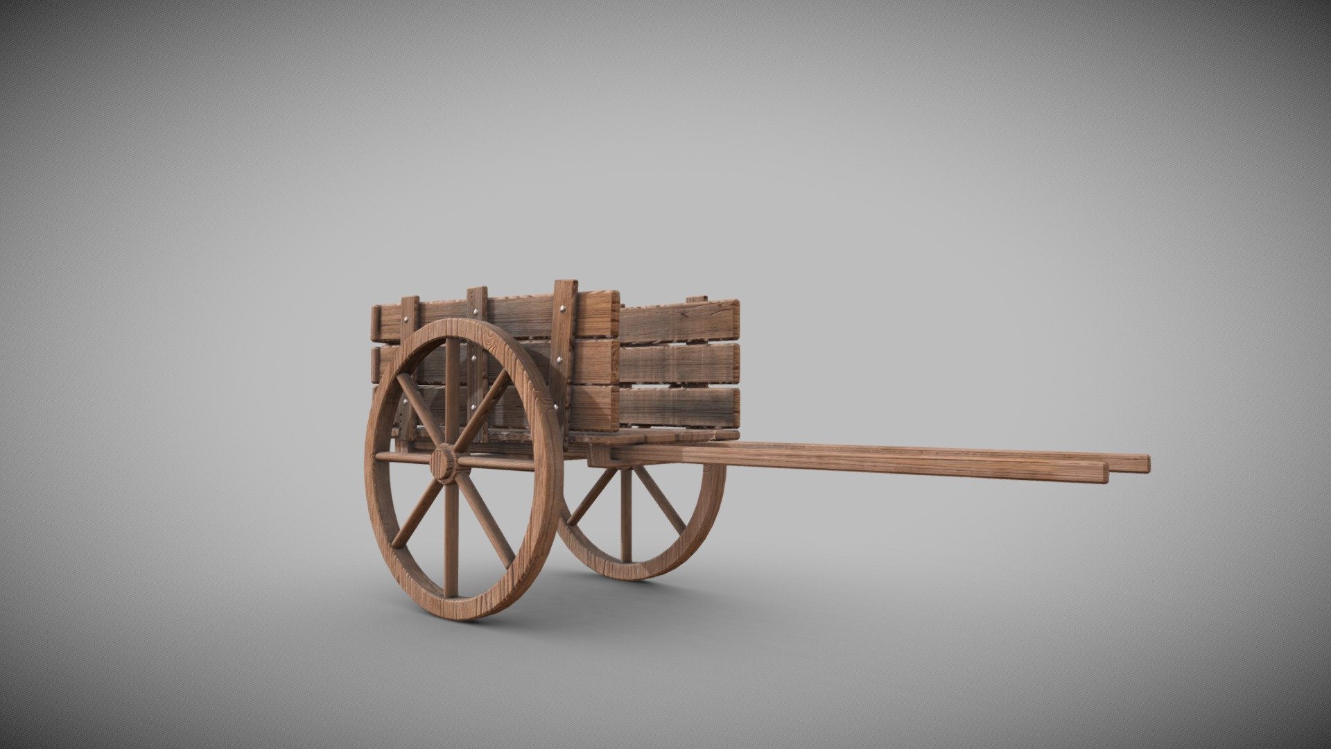 Vintage wooden cart - 3D model by NoodlePoodle (@NoodePoodle) [db611a9 ...