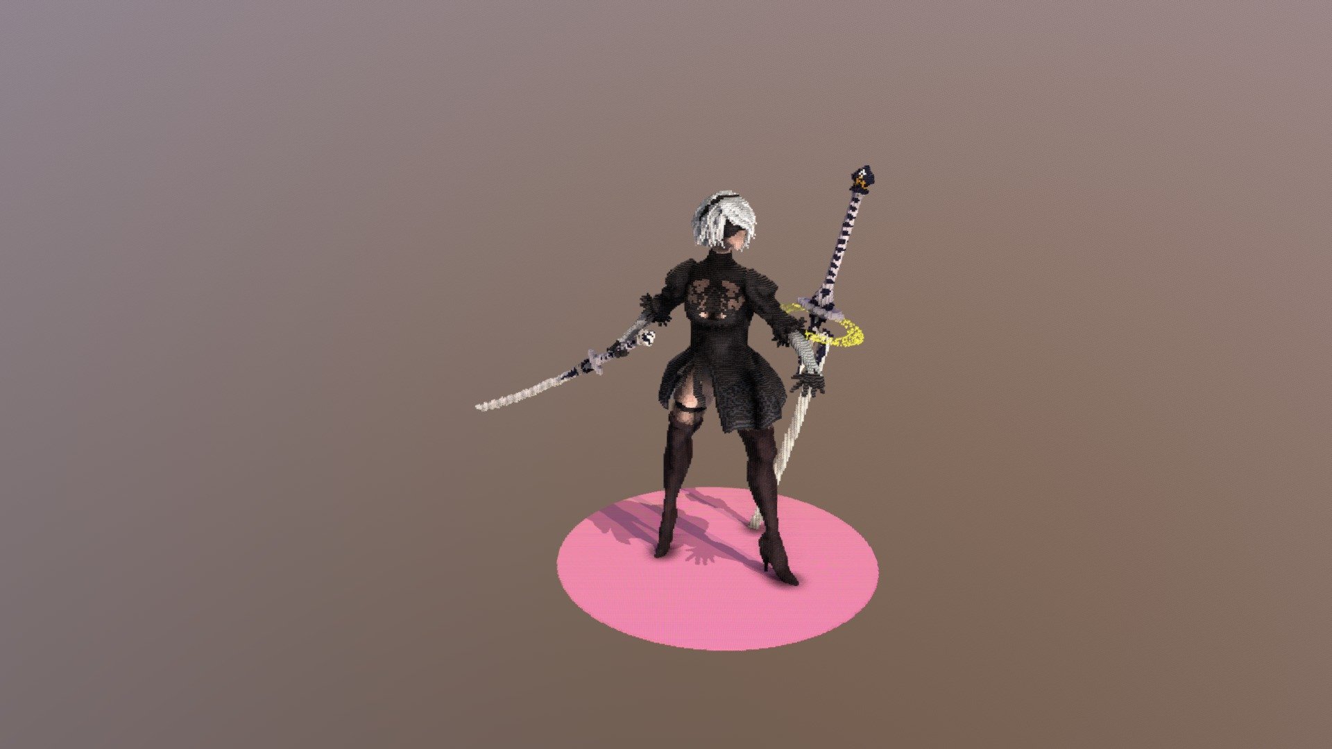NieR:Automata - 2B Voxel Sculpture - 3D model by Kevaasaurus [db65189 ...