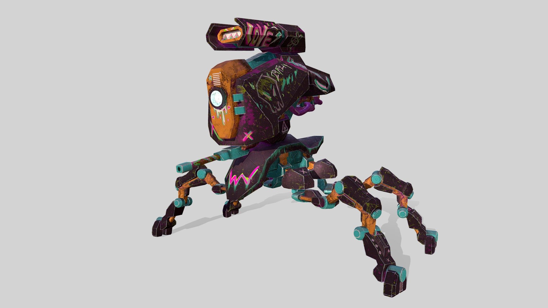 Graffiti'd Bot - 3D model by Jordan Ann (@jord_ies) [db6b9b1] - Sketchfab