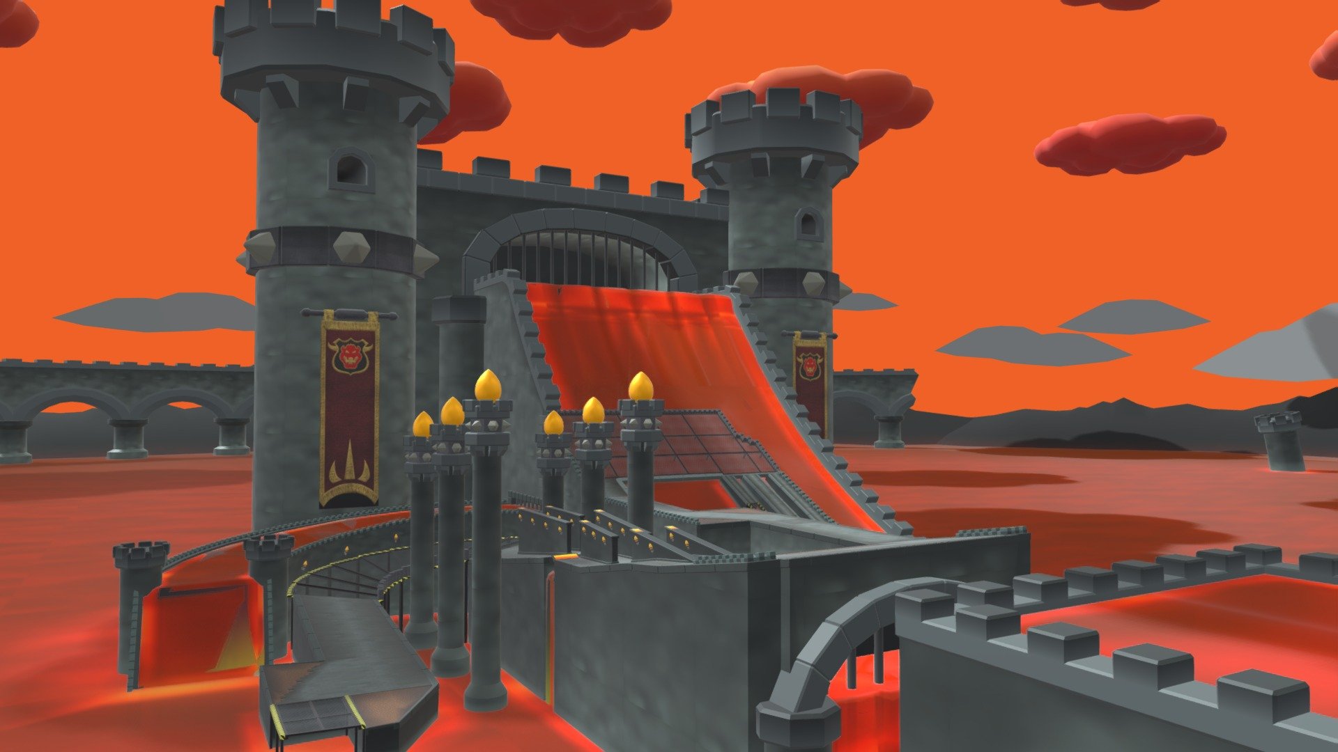 Mario Kart 8 Deluxe - SNES Bowser Castle 3 - Download Free 3D model by ...
