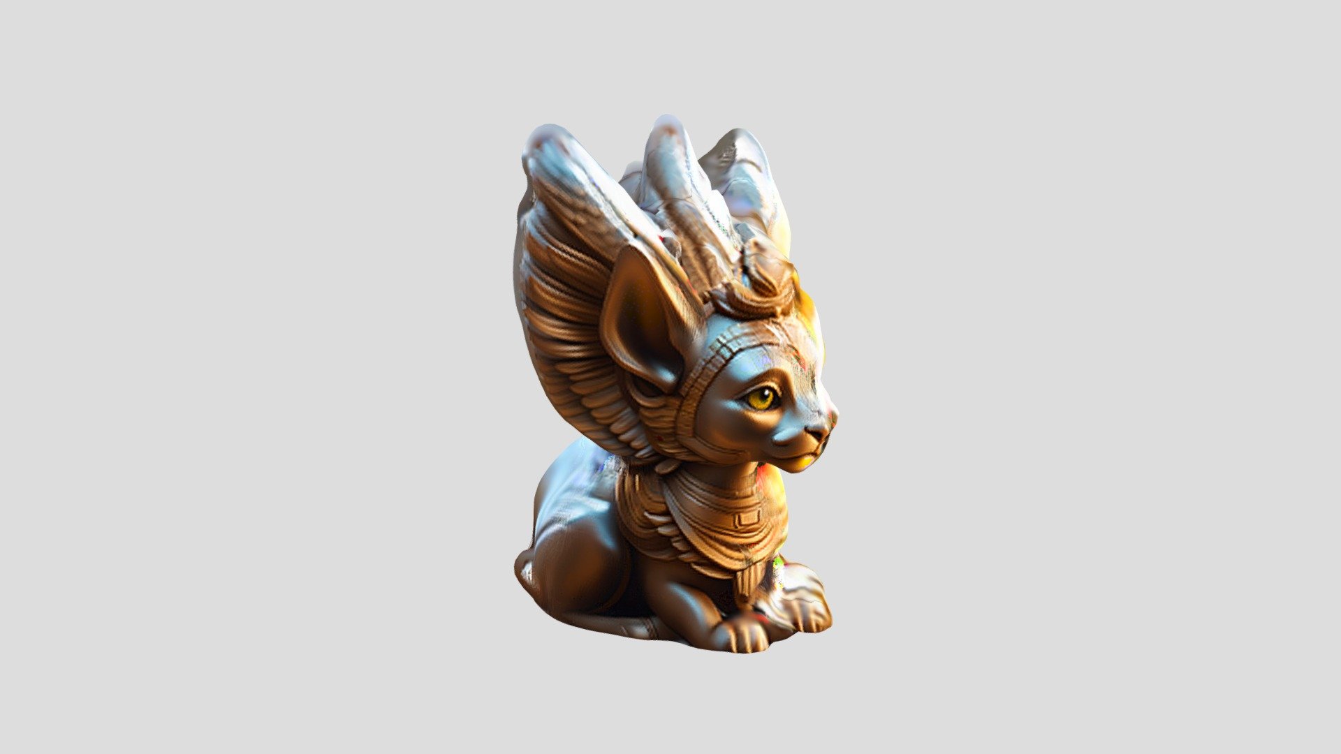Winged Egyptian Cat Statue A bronze statue of - Download Free 3D model ...