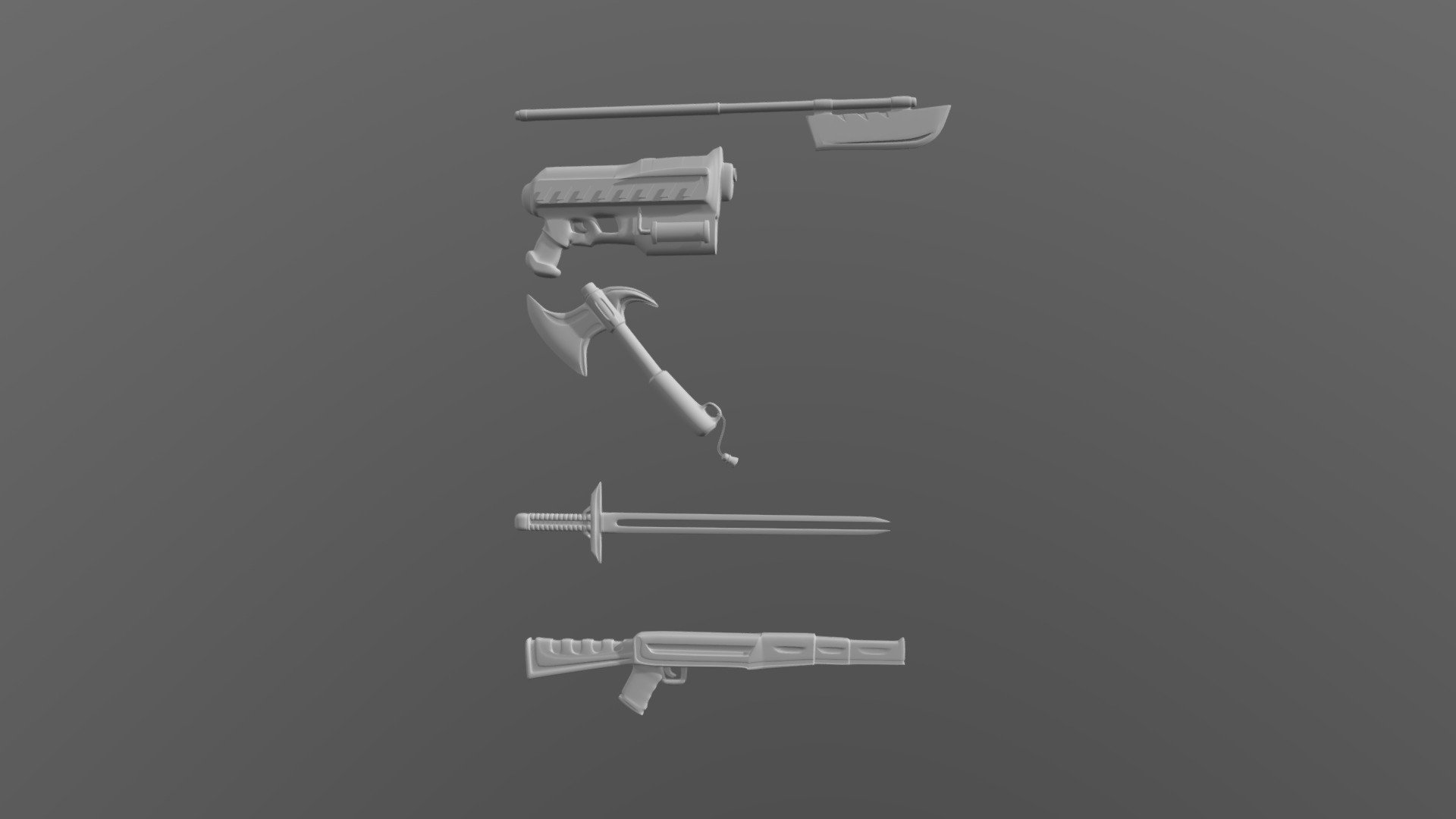 5 Weapons - 3D model by LentGames [db9e970] - Sketchfab