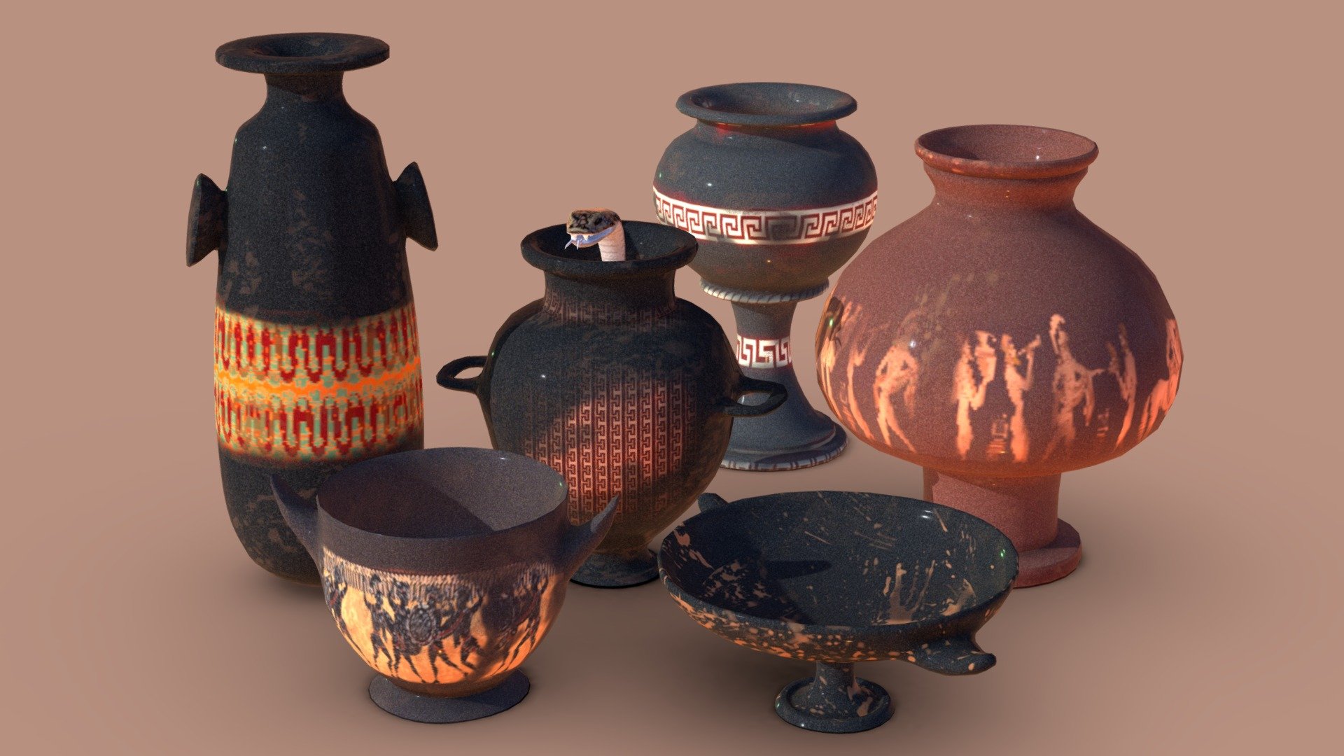 Greek Pottery - Buy Royalty Free 3D model by Sakib_Khondaker [dba7ac6 ...