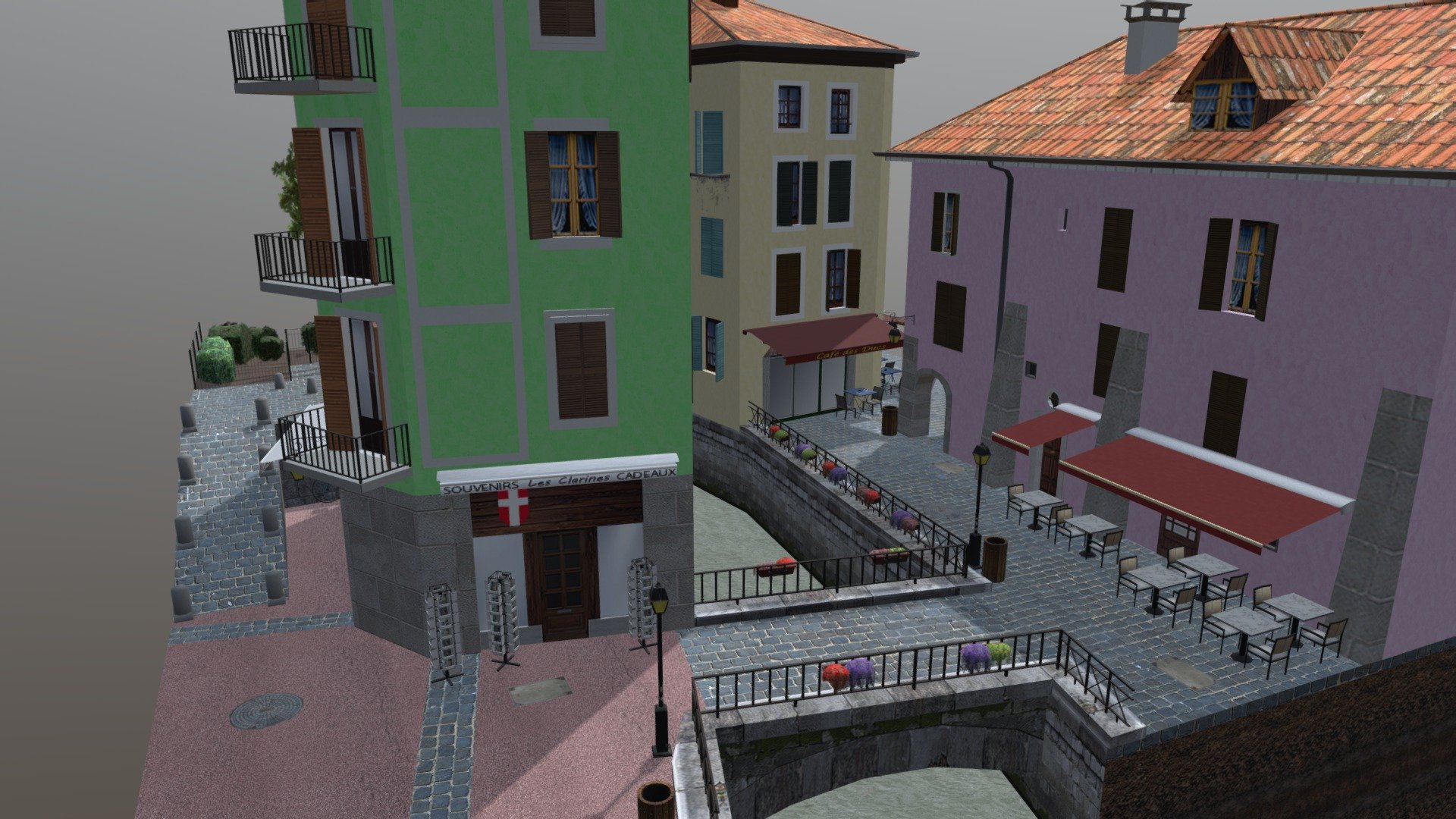 Cityscene Annecy France - 3D model by Frank_vanBers [dbb869e] - Sketchfab